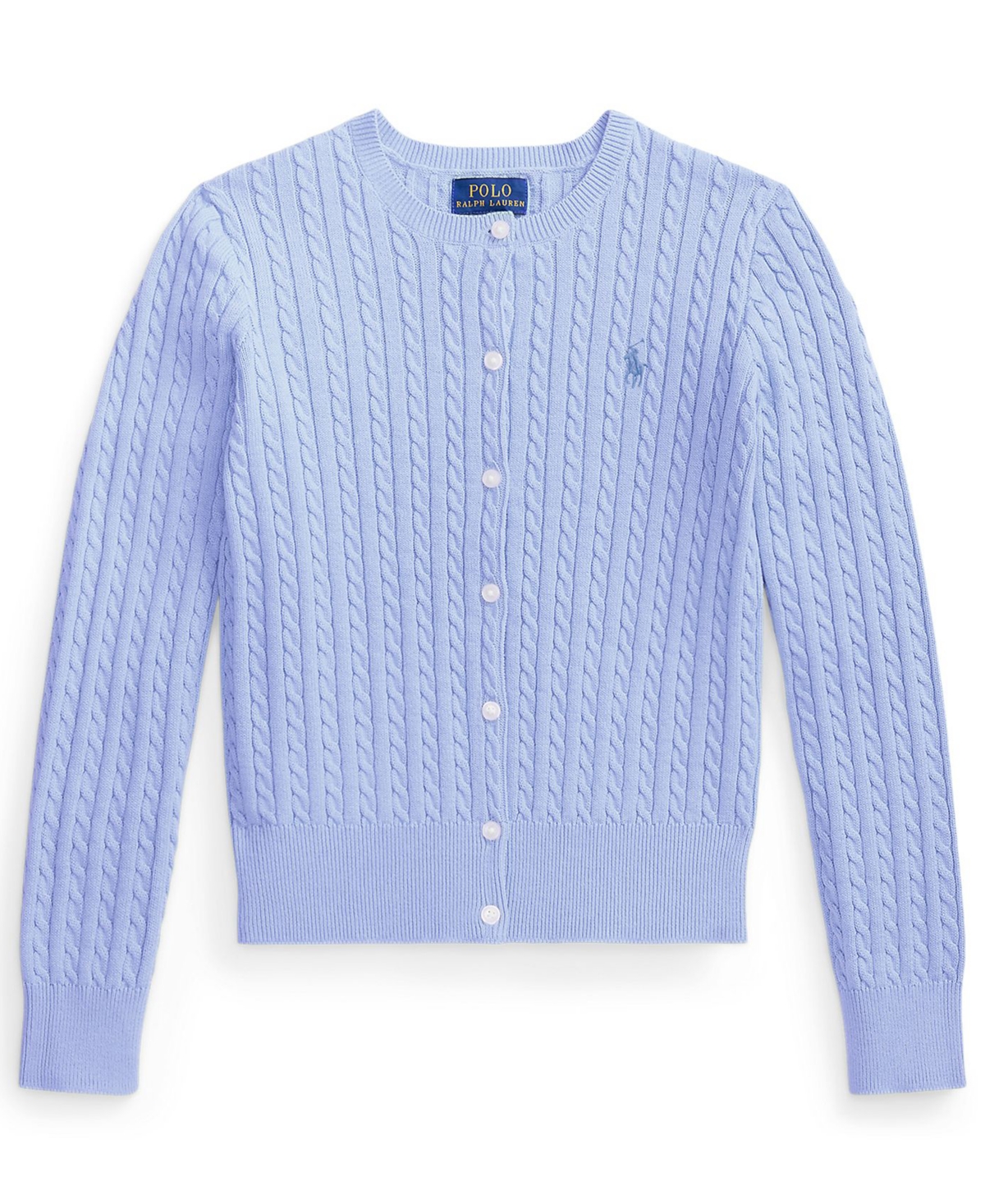 Click here for Polo Ralph Lauren Girls 7-16 Mini-Cable Button Fro... prices