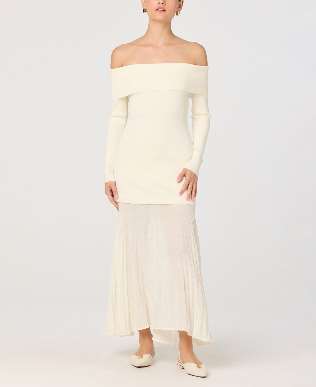 Click here for Astr the Label Womens Off-The-Shoulder Pull-On Dre... prices