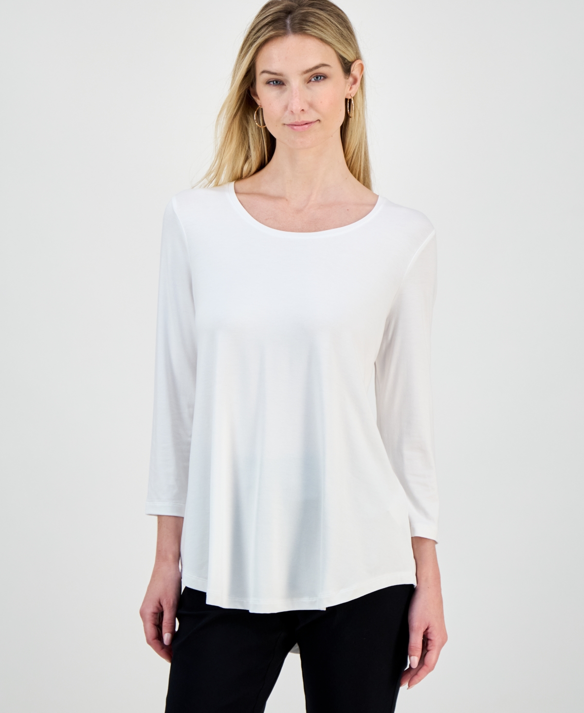 Click here for Jm Collection Womens 3/4-Sleeve Scoop Neck Top  Cr... prices
