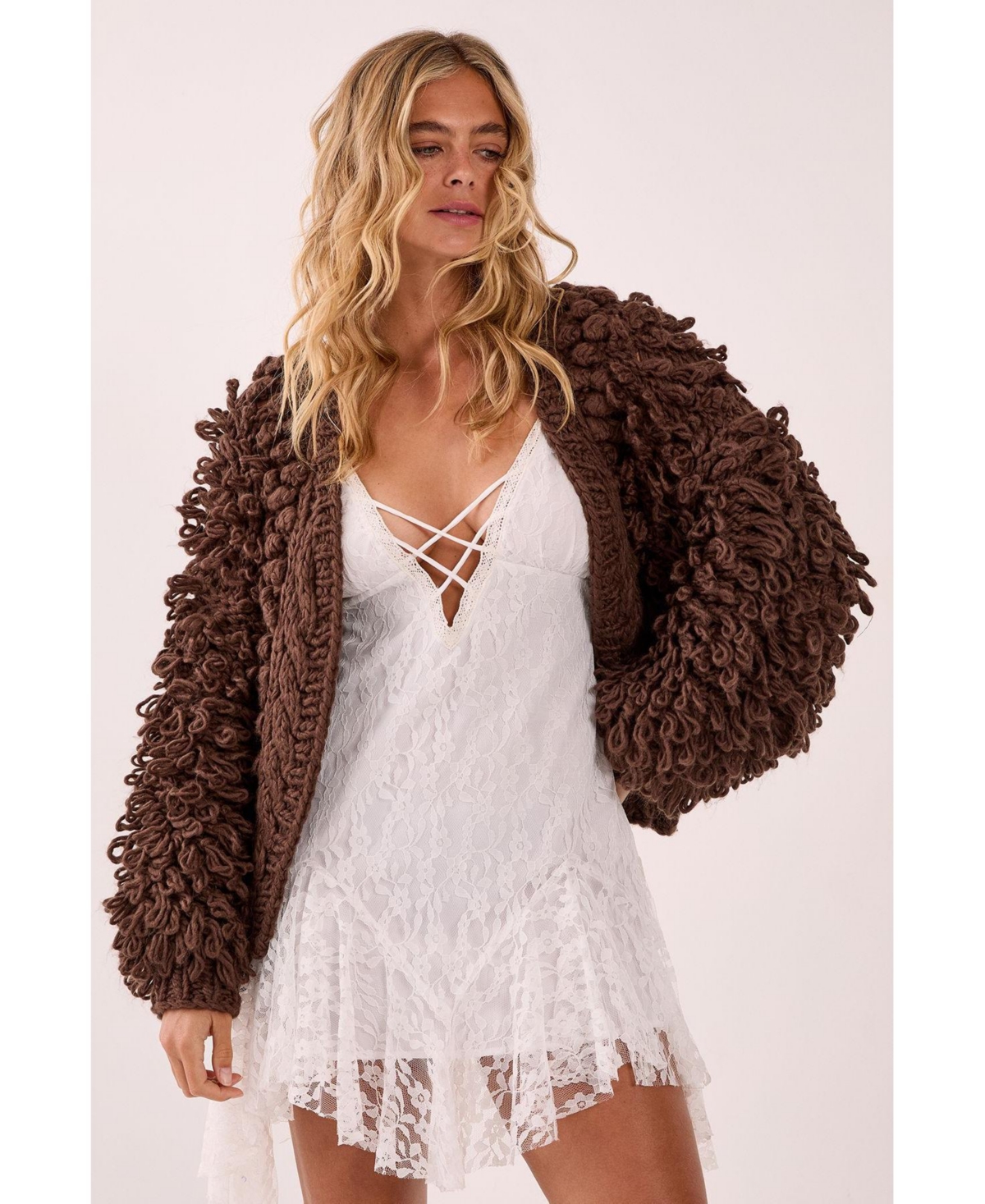 Click here for Nasty Gal Womens Chunky Loop Yarn Knitted Cardigan... prices