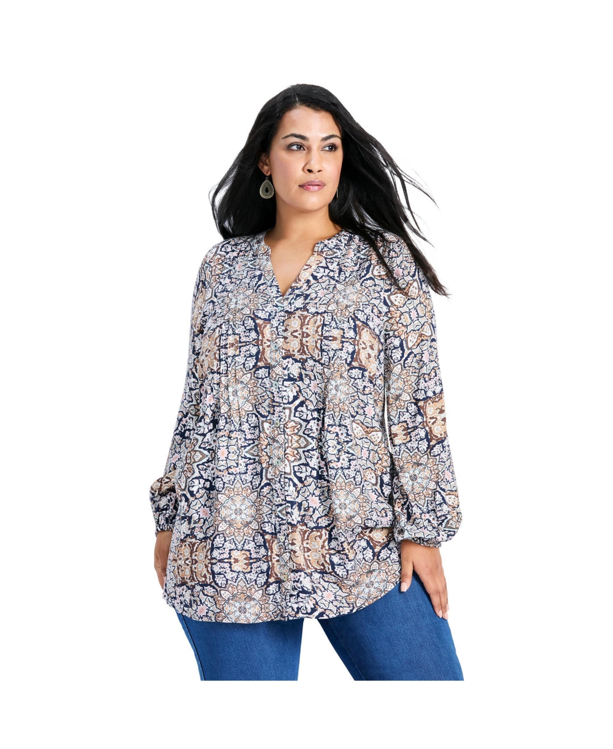 Click here for Avenue Womens Plus Size Celia Pintuck Blouse - Wil... prices