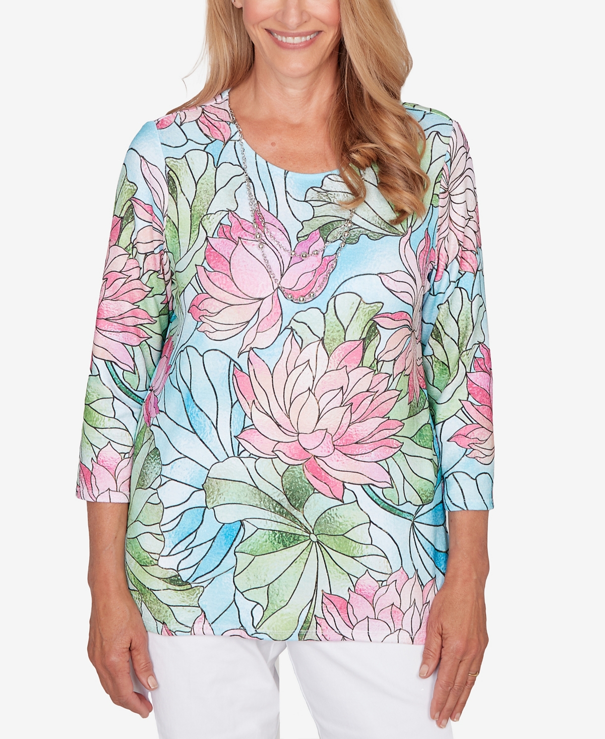 Click here for Alfred Dunner Petite Classic Stained Glass Floral... prices