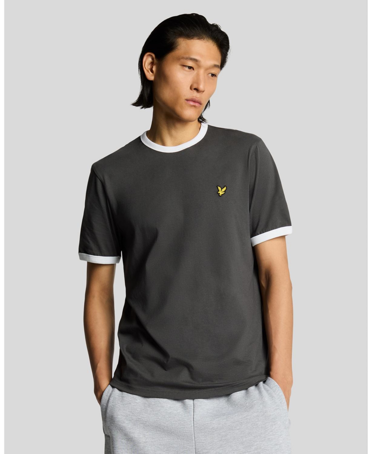 Click here for Lyle & Scott Mens Ringer T-shirt. - Gunmetal/ whit... prices