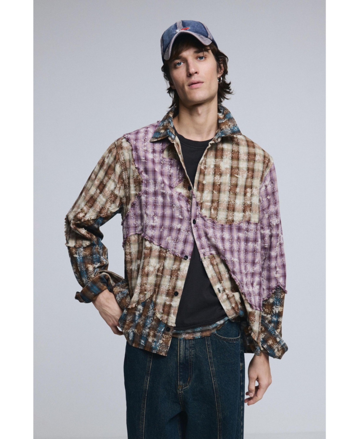 Click here for Desigual Mens Long-sleeve shirt with patchwork che... prices