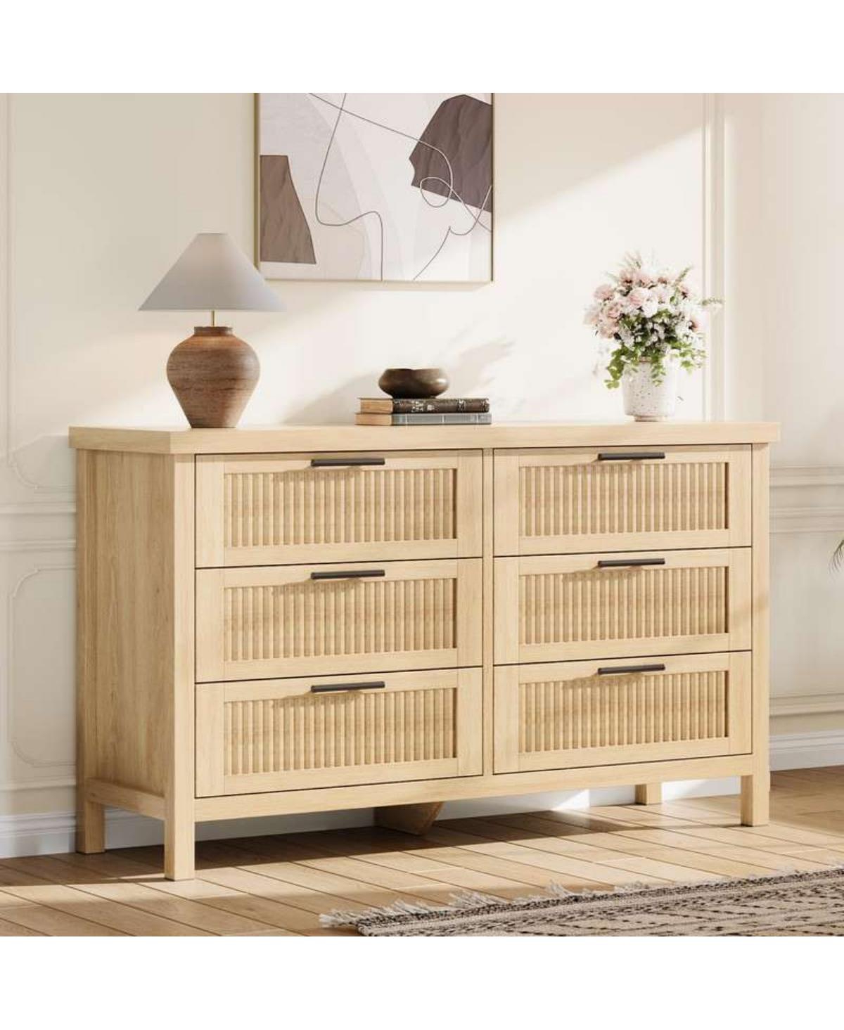 Click here for gaomon6-Drawer Modern Fluted Dresser Bedroom Chest... prices