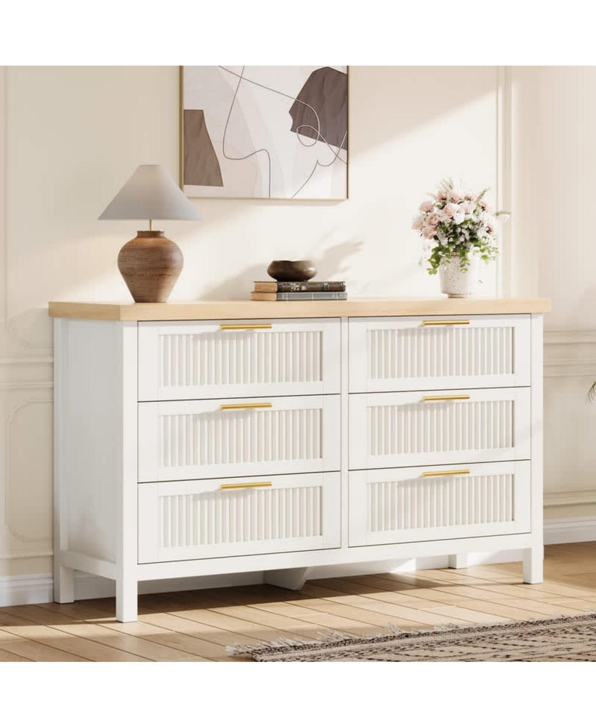 Click here for gaomon 6-Drawer Modern Fluted Dresser Bedroom Ches... prices