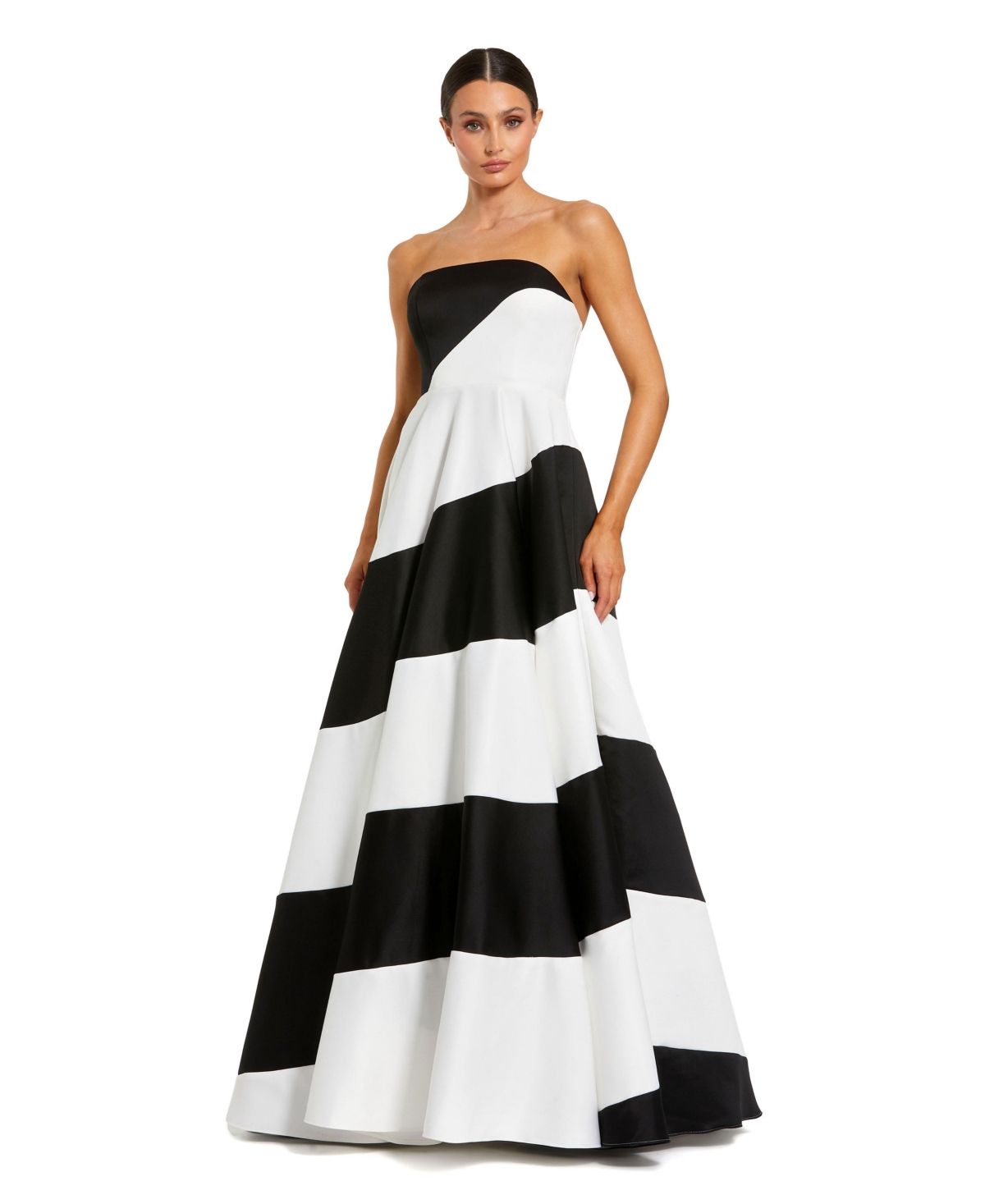 Click here for Mac Duggal Womens Colorblock Striped Satin Straple... prices