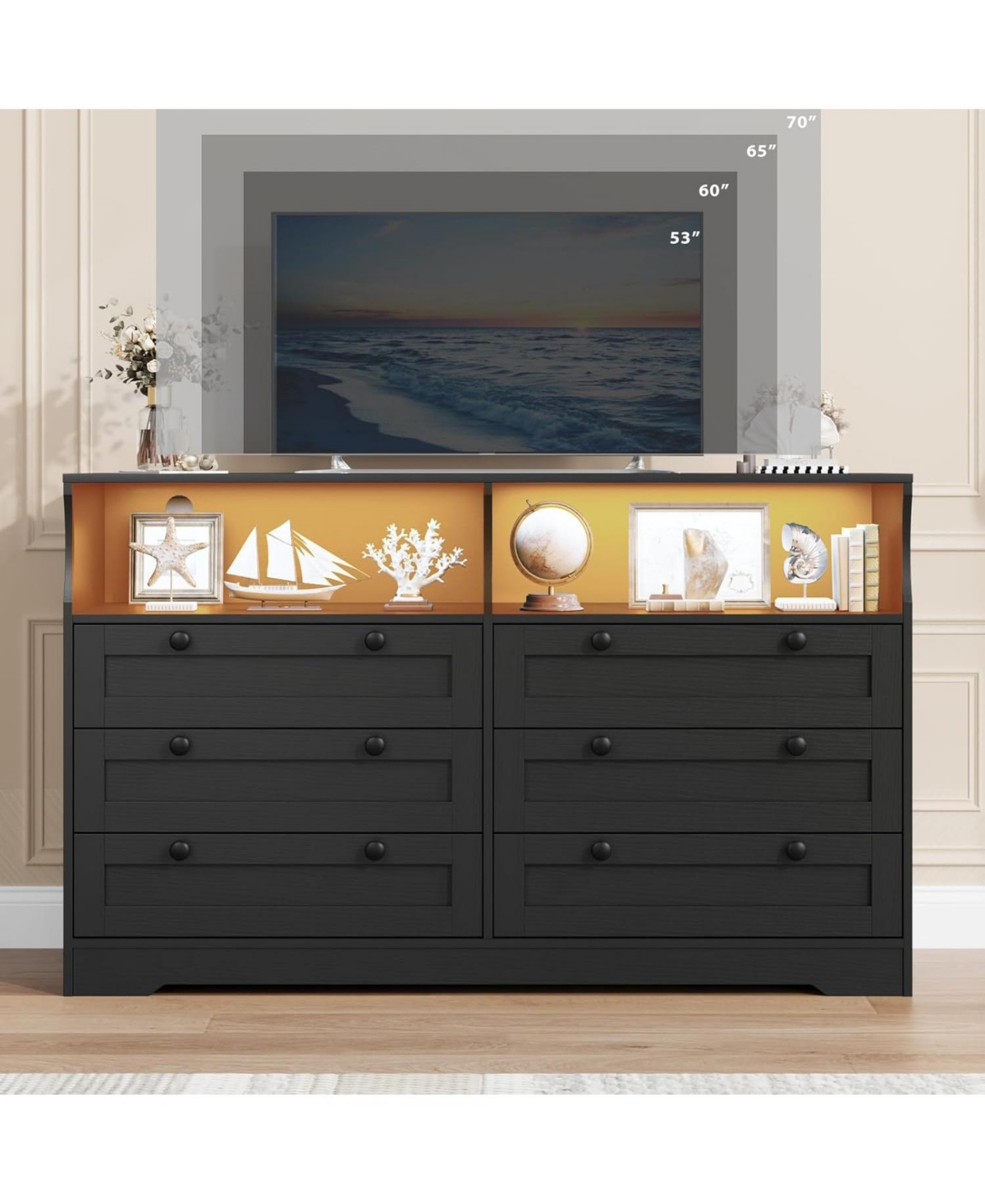 Click here for gaomon 6-Drawer Modern Dresser with Power Outlet &... prices