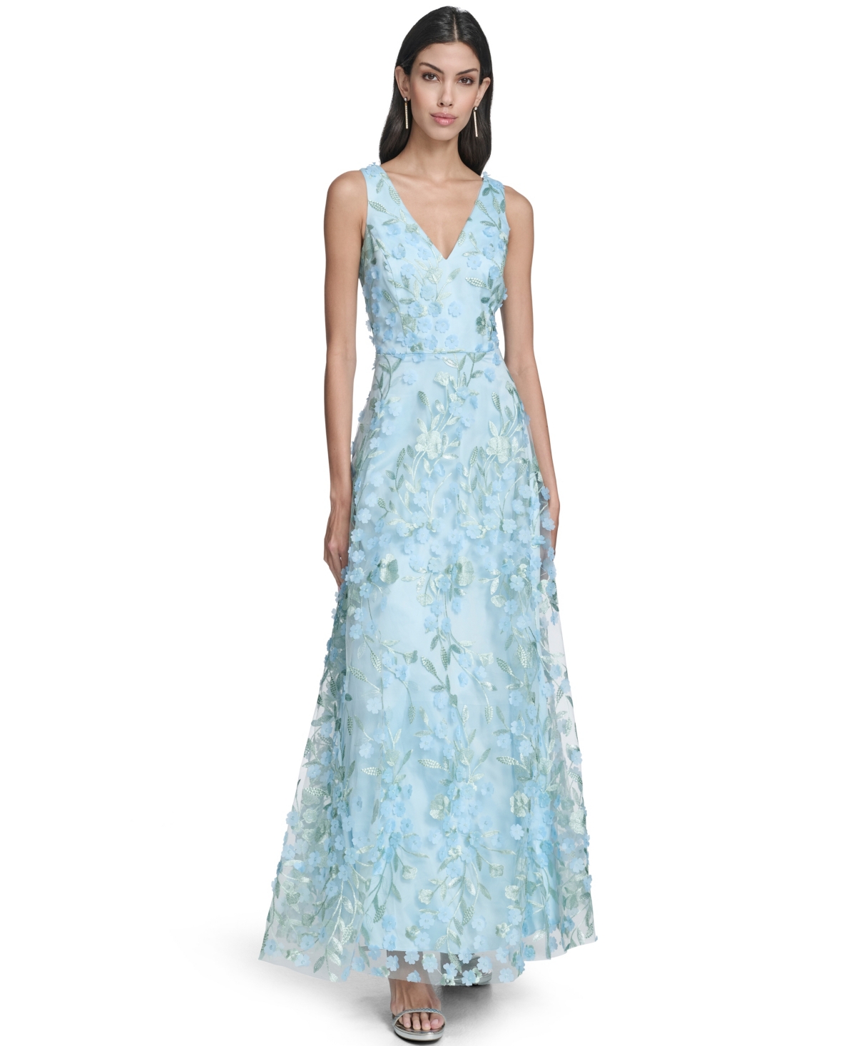 Click here for Eliza J Petite 3D Floral Applique Gown - Aqu prices