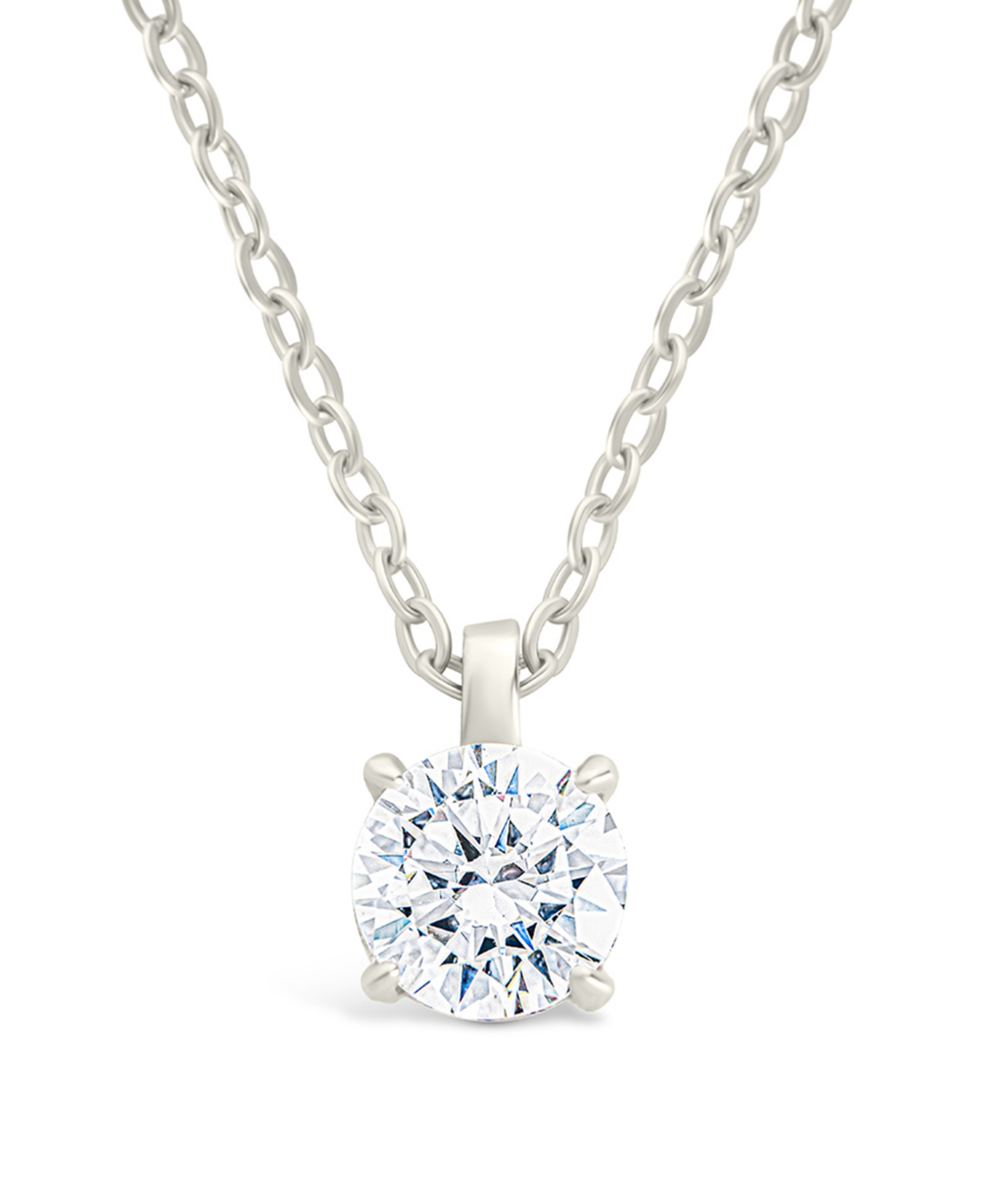 Click here for Sterling Forever Round Cz Prong Set Pendant - Silv... prices