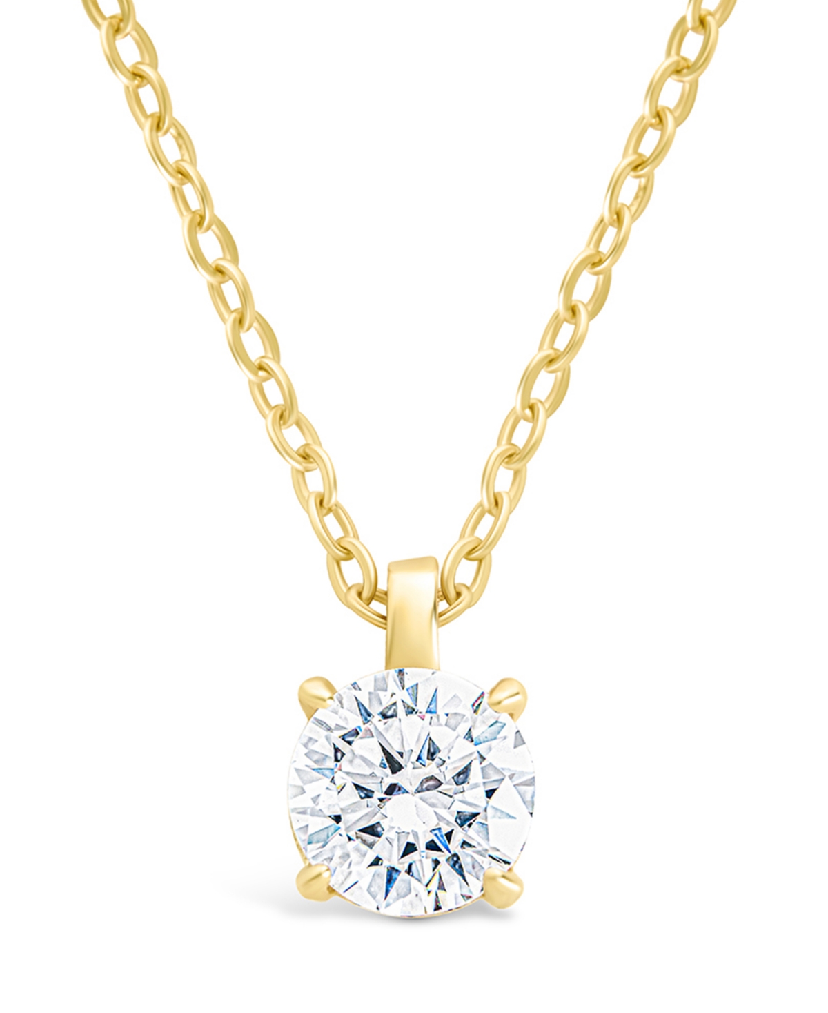 Click here for Sterling Forever Round Cz Prong Set Pendant - Gold prices