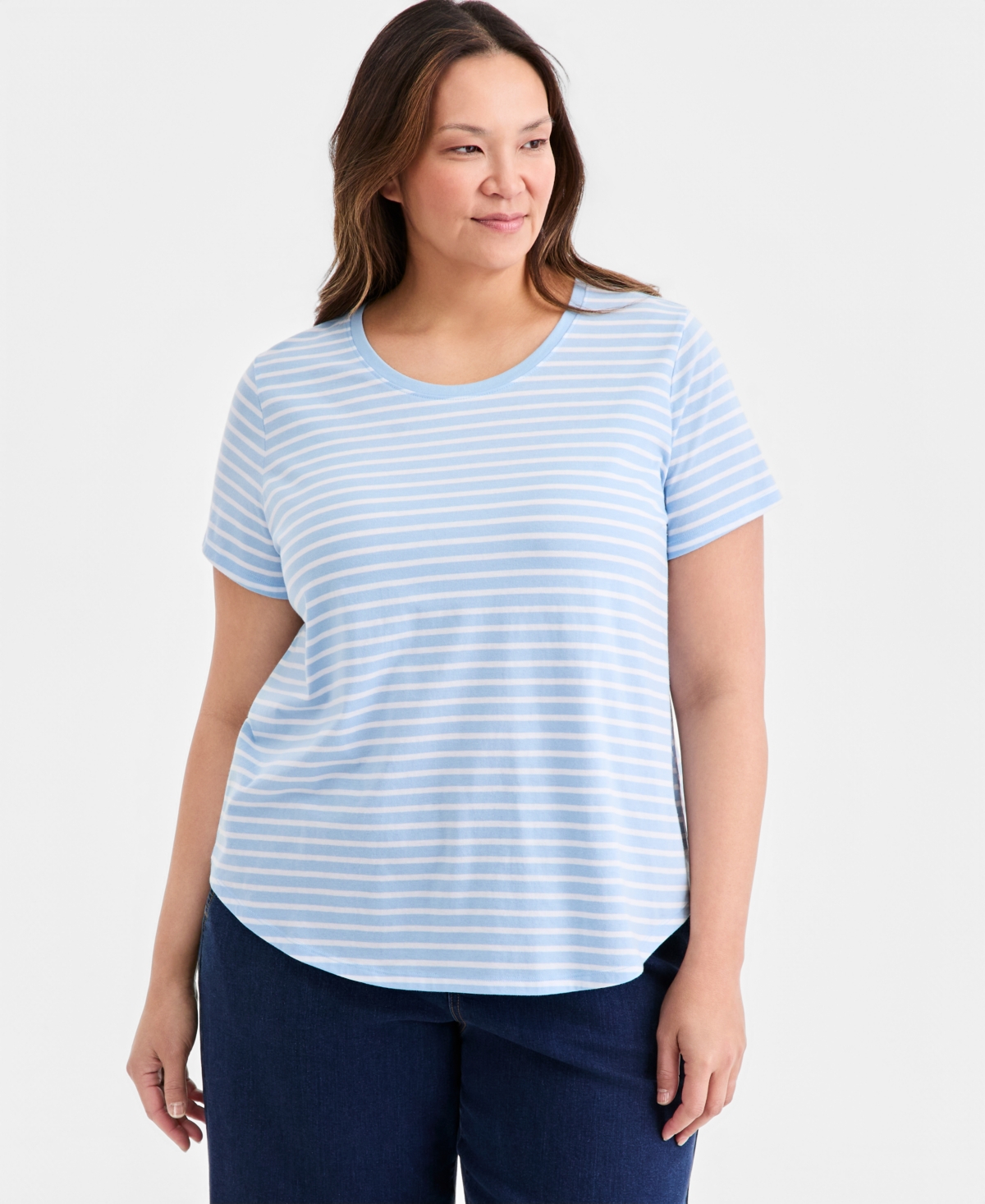 Click here for Style & Co Plus Size Perfect Crewneck Short-Sleeve... prices