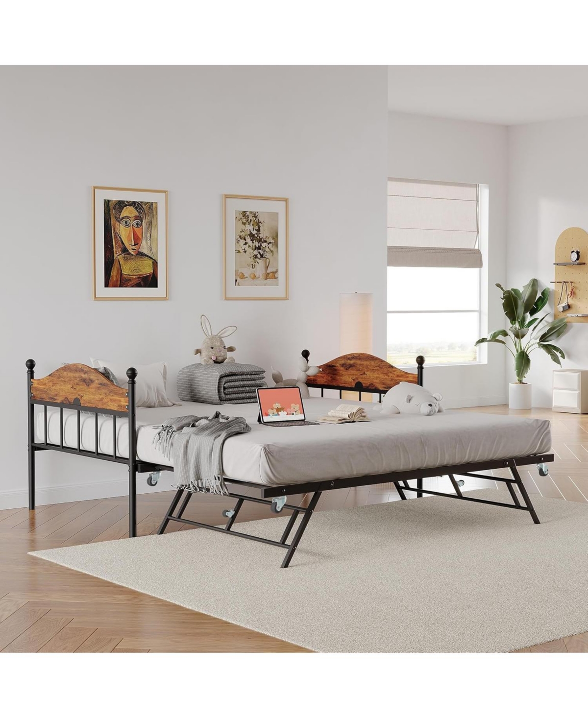 Click here for Metal Twin Bed Frame with Pop-Up Foldable Trundle... prices