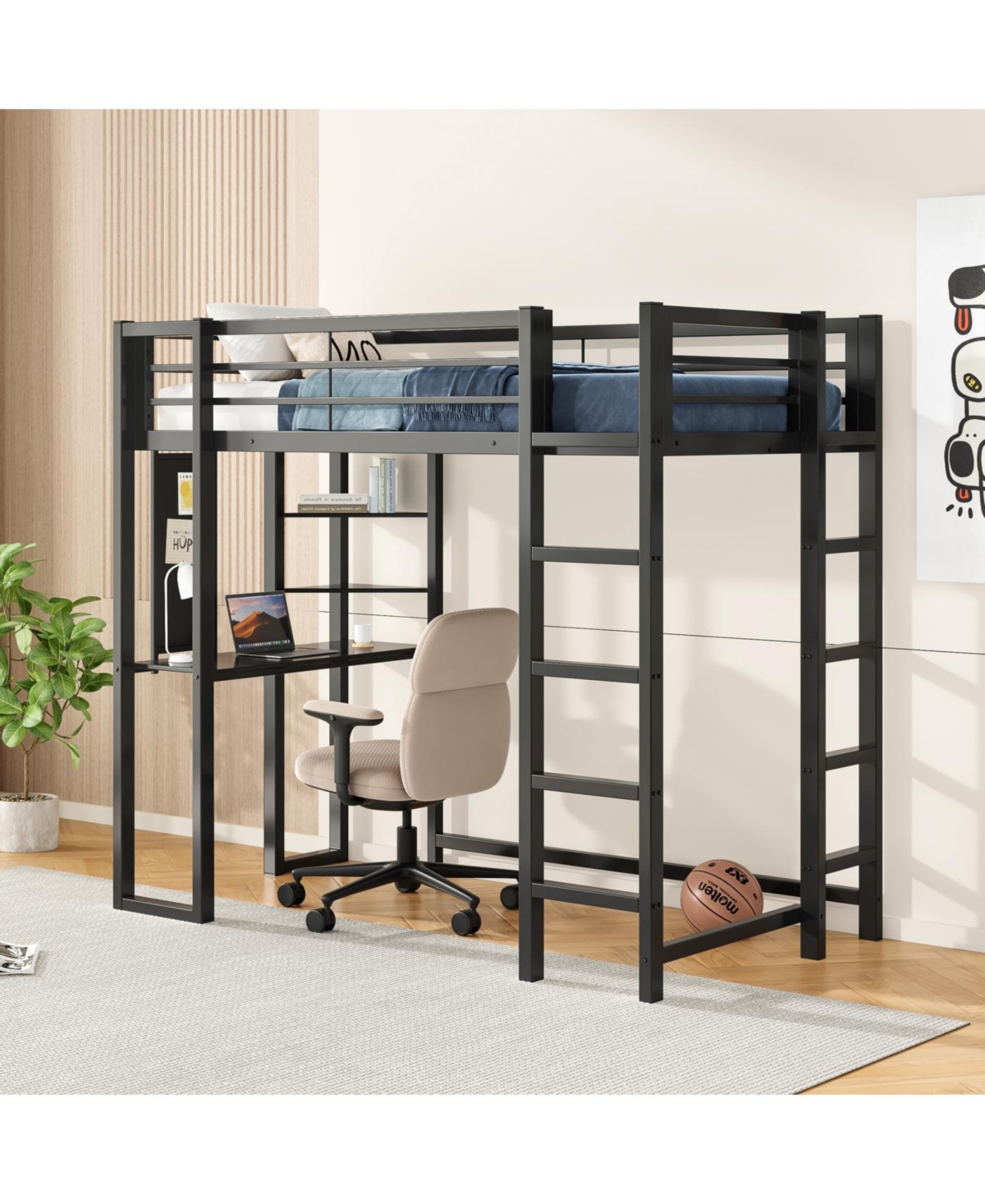 Click here for Streamdale Furniture Loft Bed with Desk  Metal Twi... prices