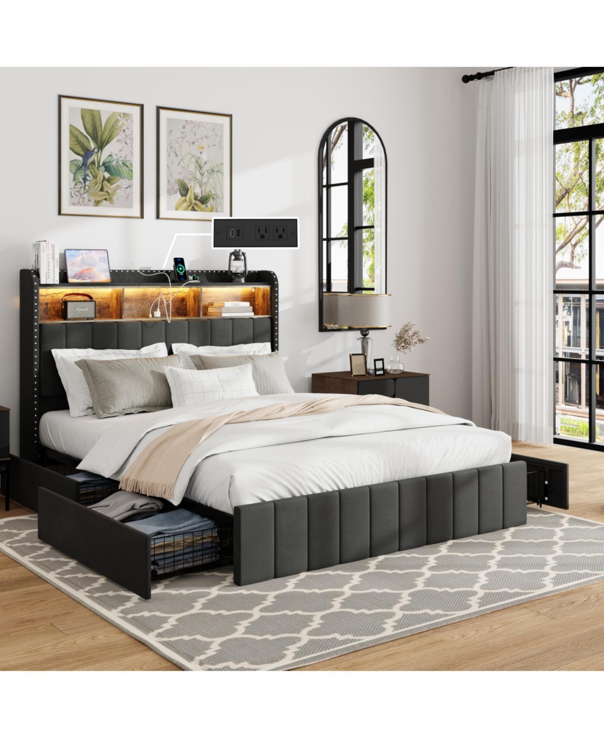 Click here for Streamdale Furniture Queen Bed Frame with Storage... prices