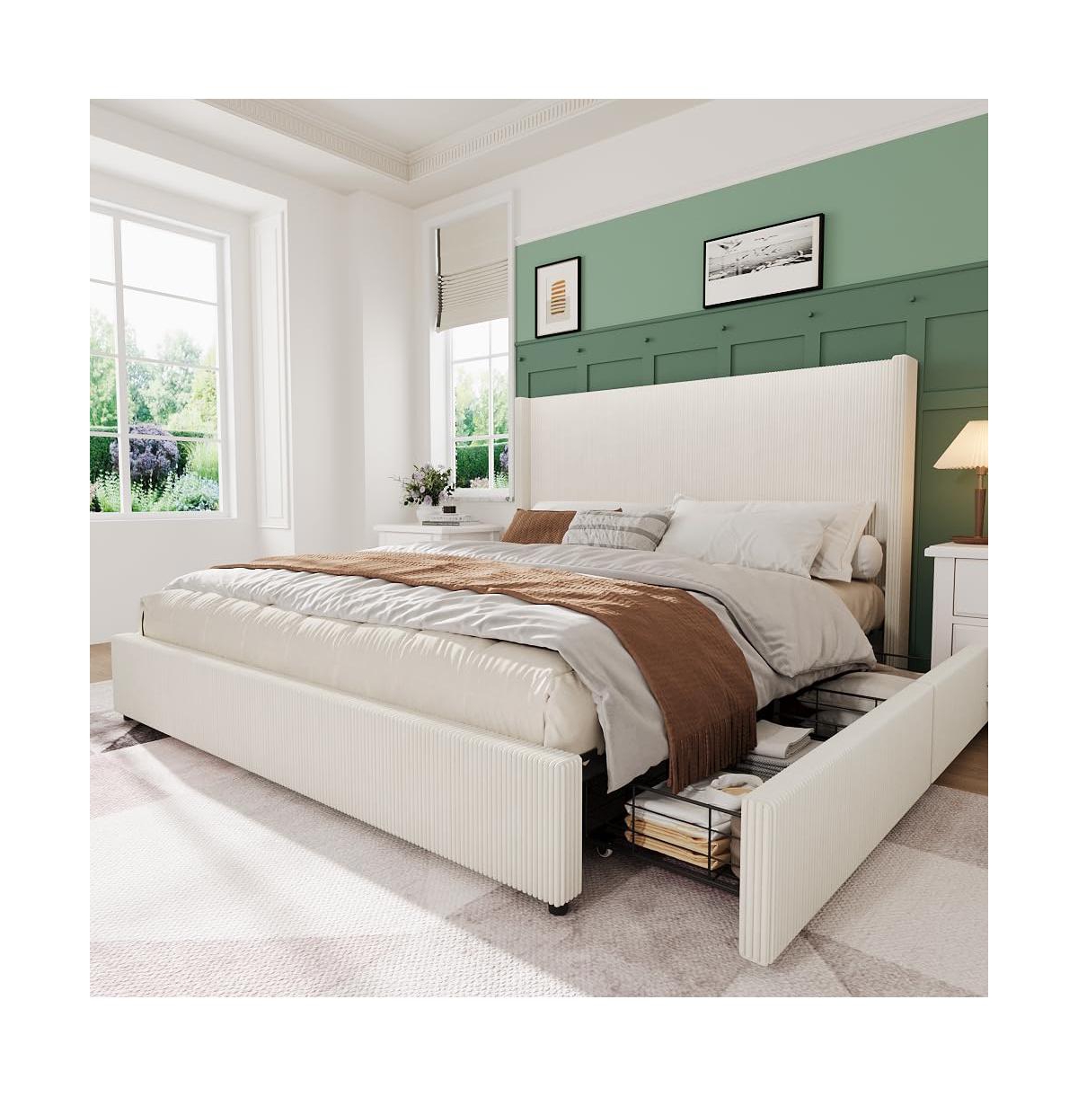 Click here for gaomon King Size Upholstered Platform Bed Frame wi... prices