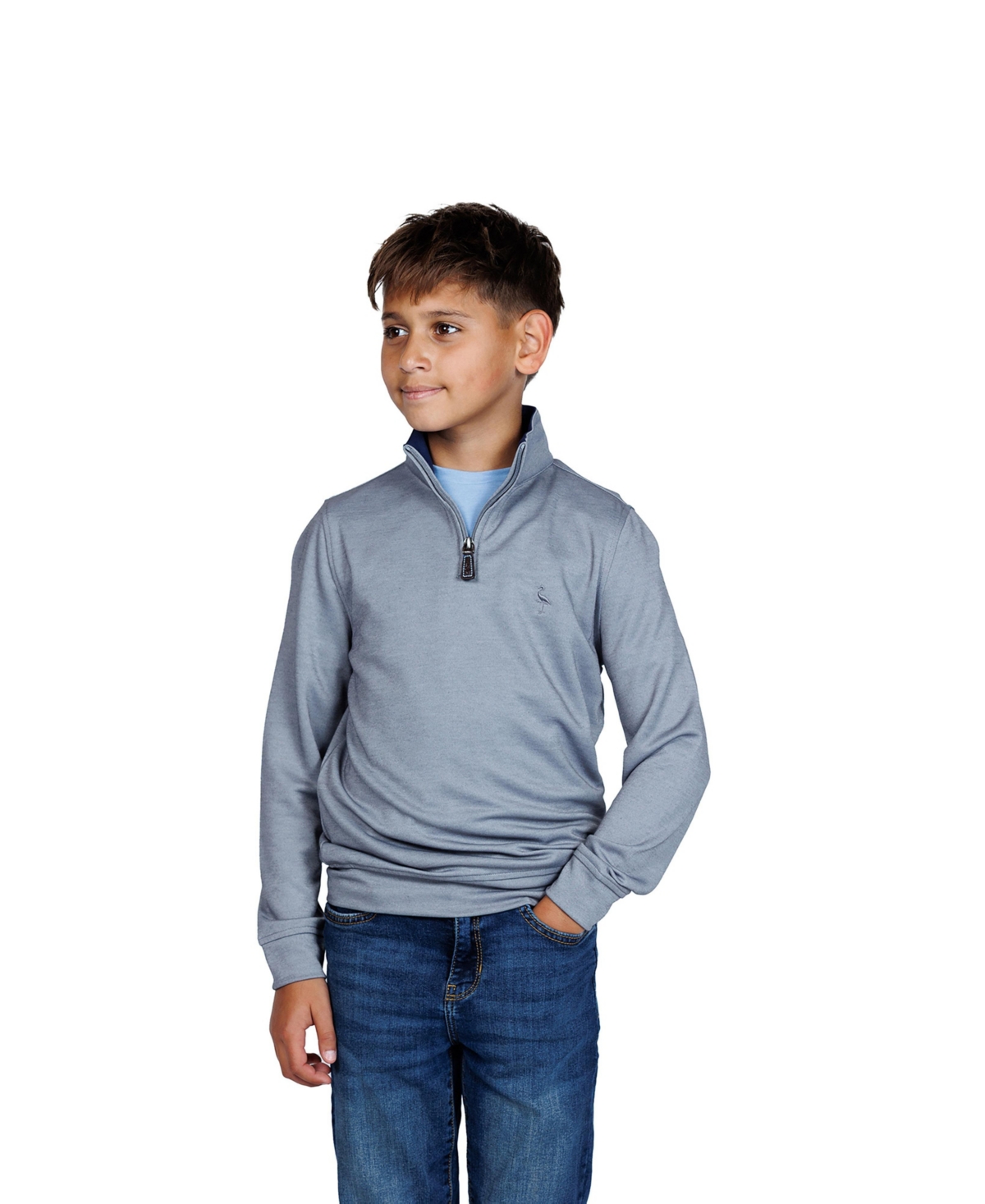 Click here for Tailorbyrd Boys Modal Quarter Zip - Melange grey prices