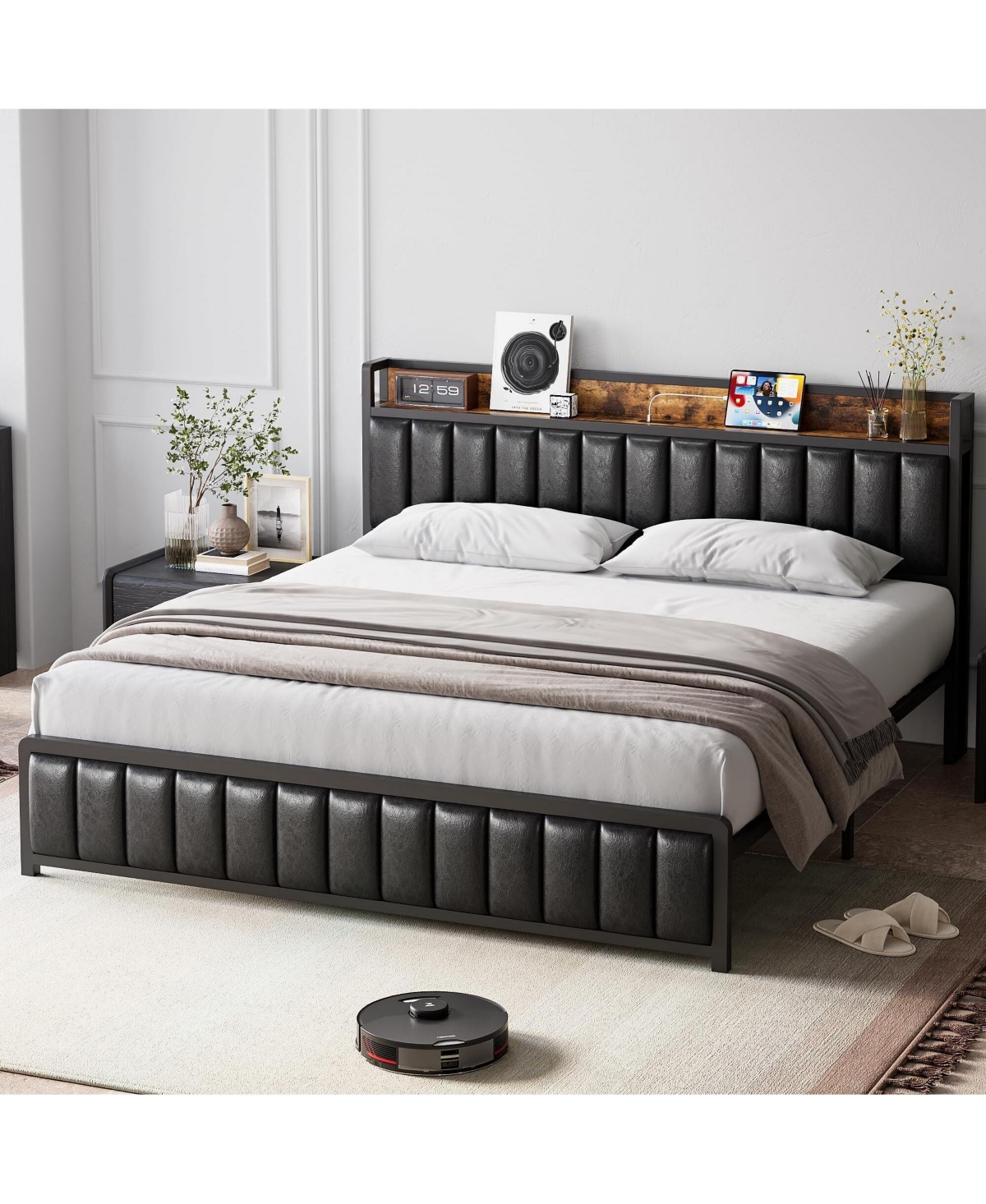 Click here for gaomon Linen Upholstered Platform Bed Frame with U... prices