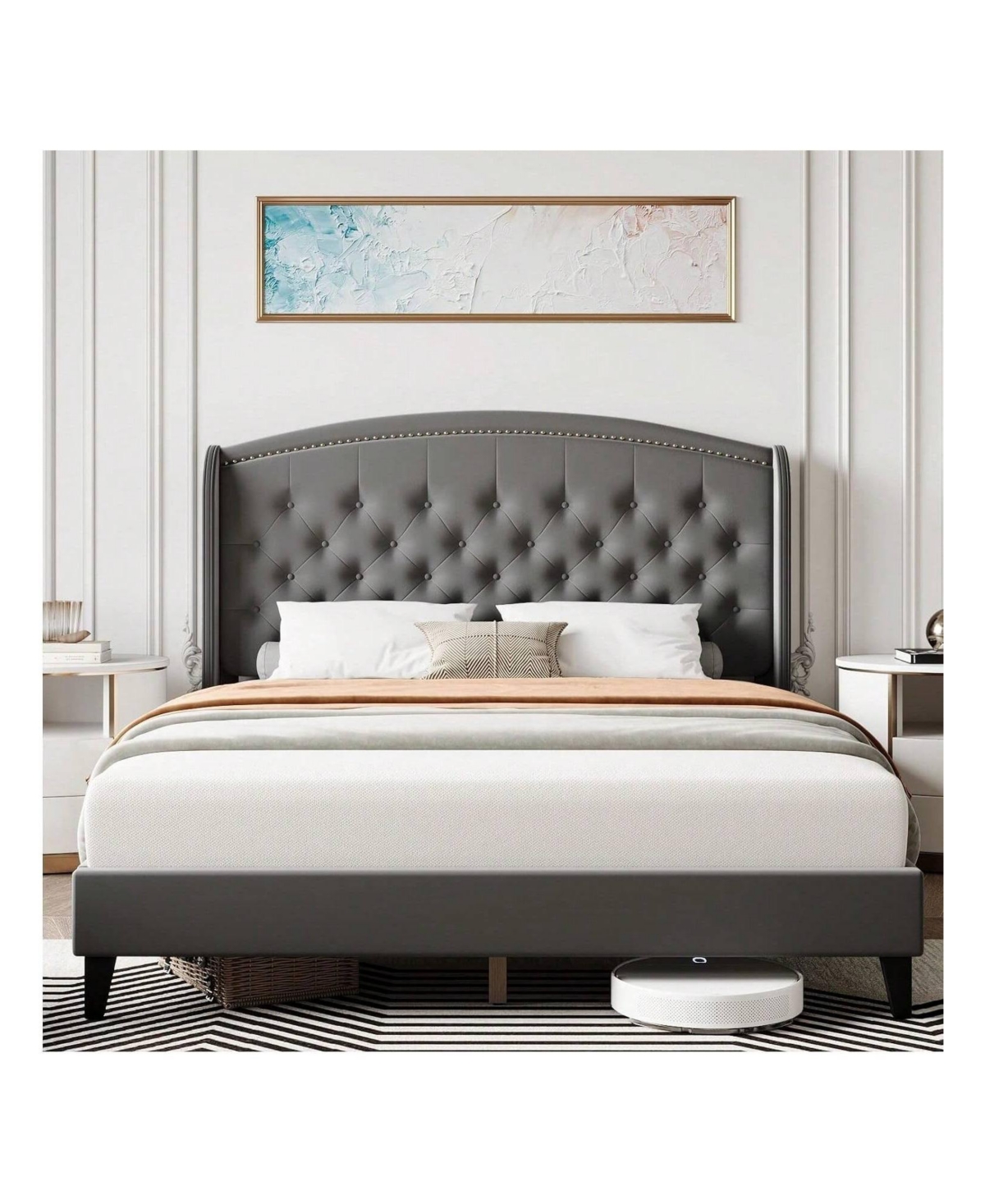 Click here for gaomon Bed Frame  Upholstered Platform Bed With Wi... prices