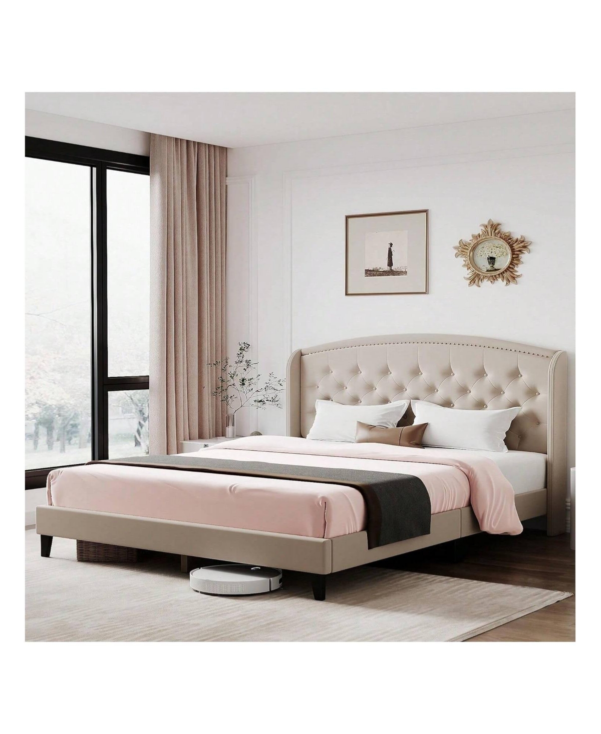 Click here for gaomon Bed Frame  Upholstered Platform Bed With Wi... prices