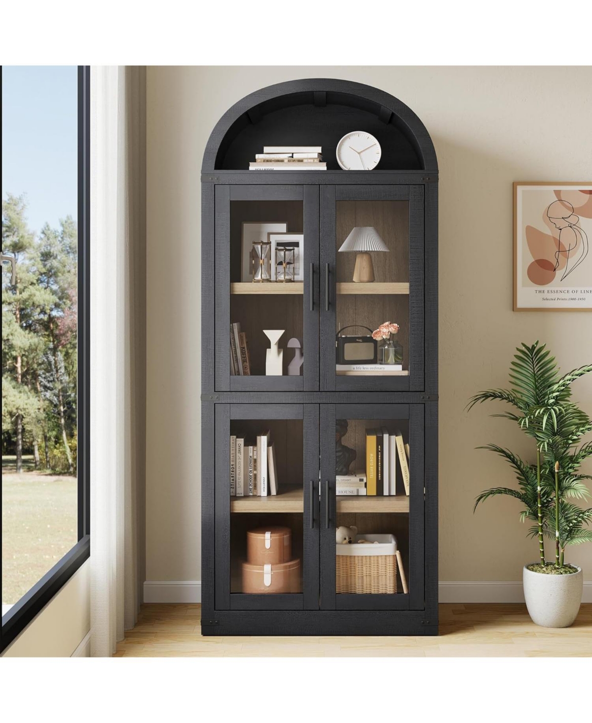 Click here for gaomon 71.4 Inch Arched Bookshelf with Glass Doors... prices
