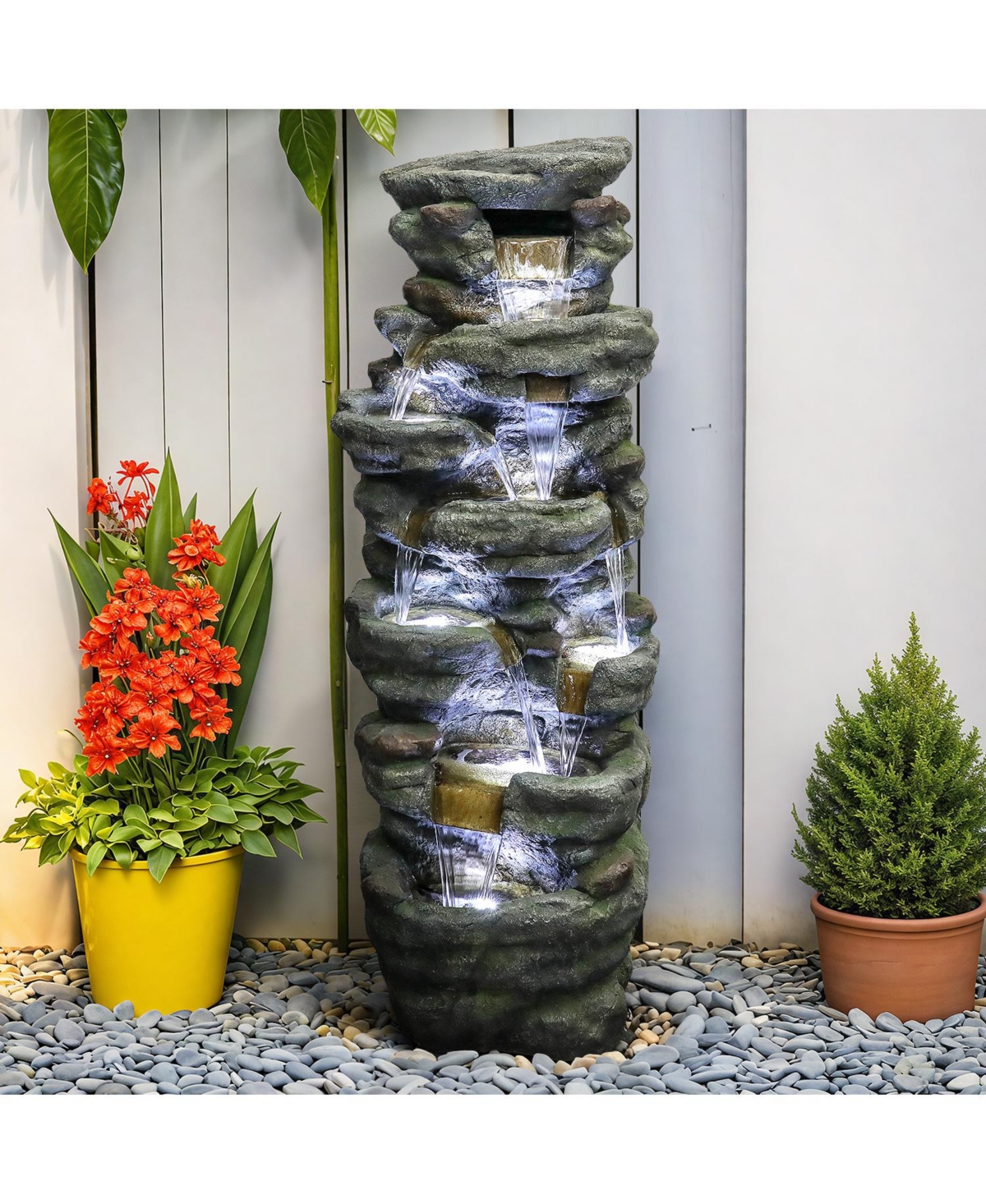 Click here for SunJet 51" High Multi-Tier Outdoor Rock Water... prices