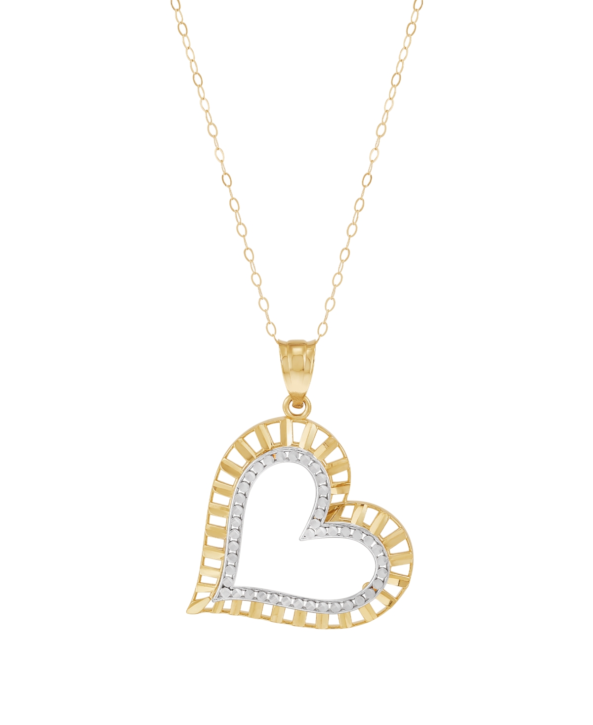 Click here for Macys Heart Pendant Cable Chain Necklace in 10k Ye... prices