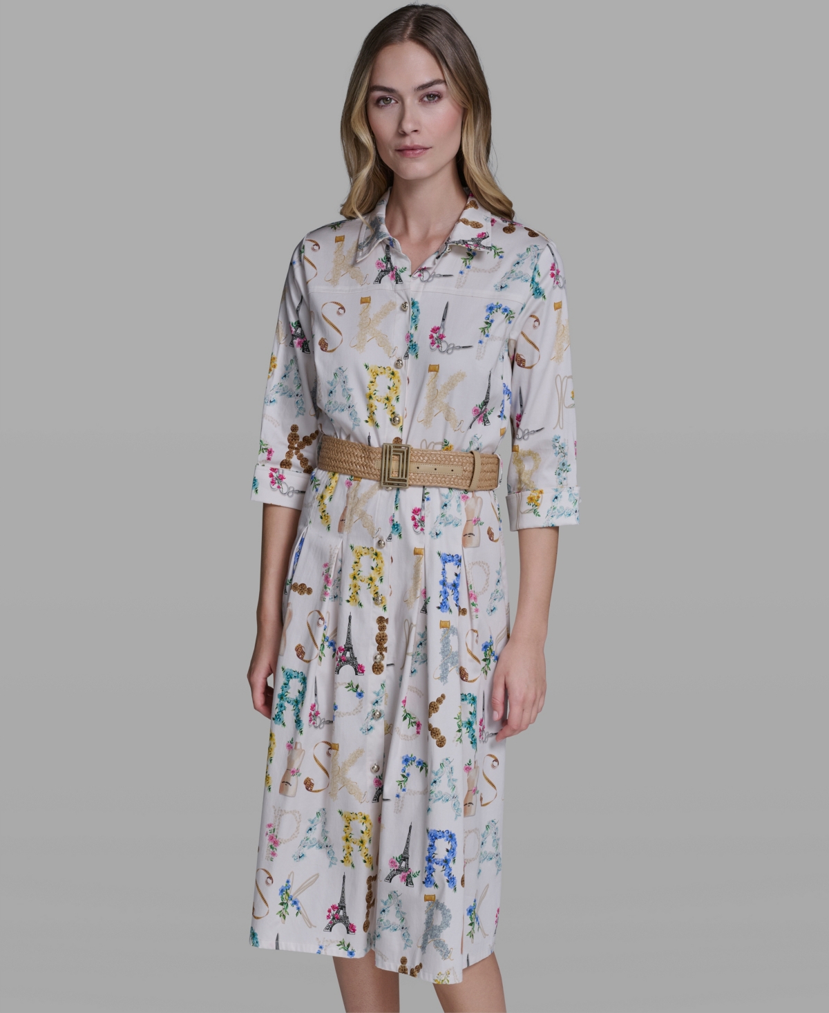 Click here for Karl Lagerfeld Paris Womens Allover Print Belted C... prices