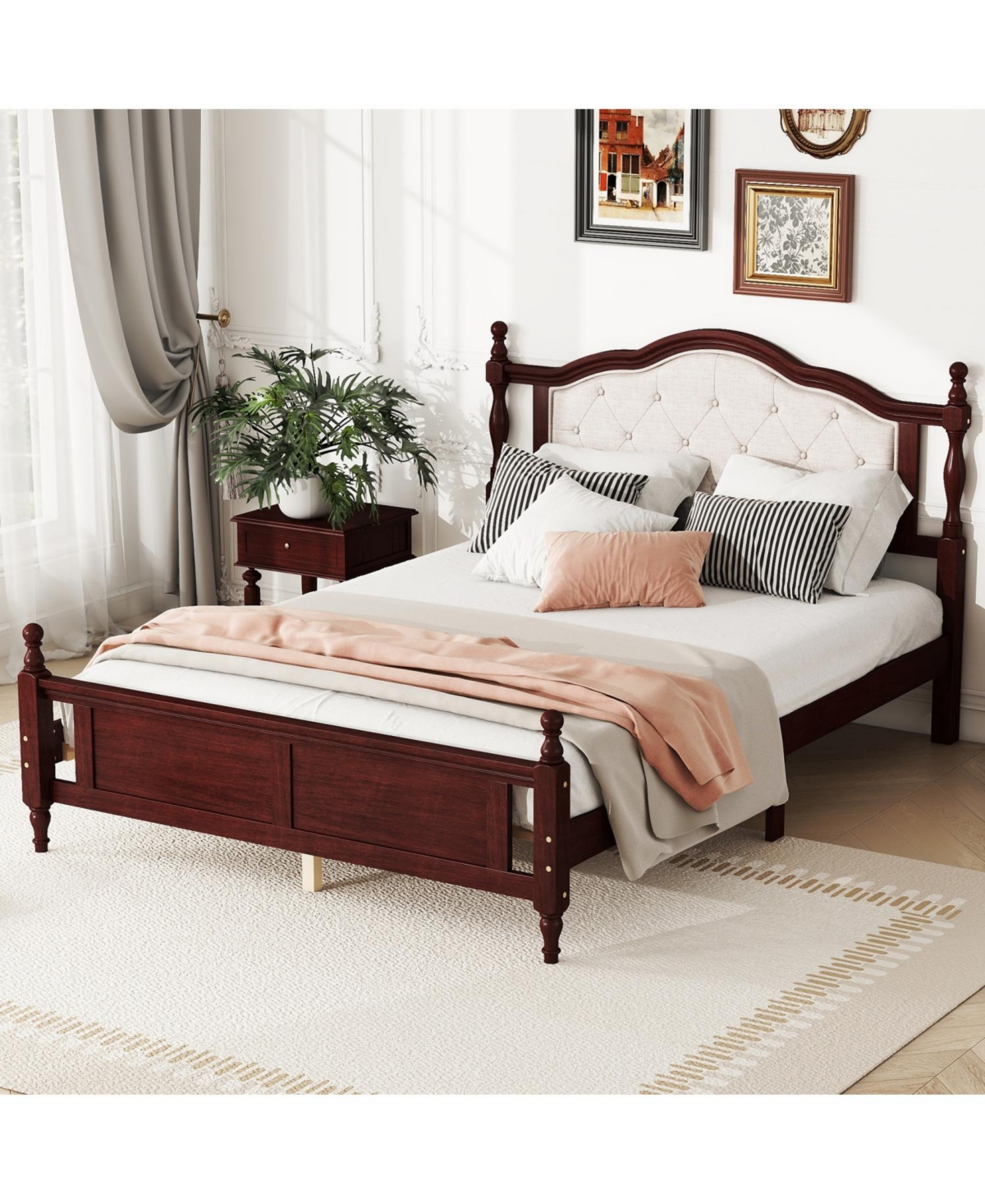 Click here for Streamdale Furniture Queen Pine Bed with Upholster... prices