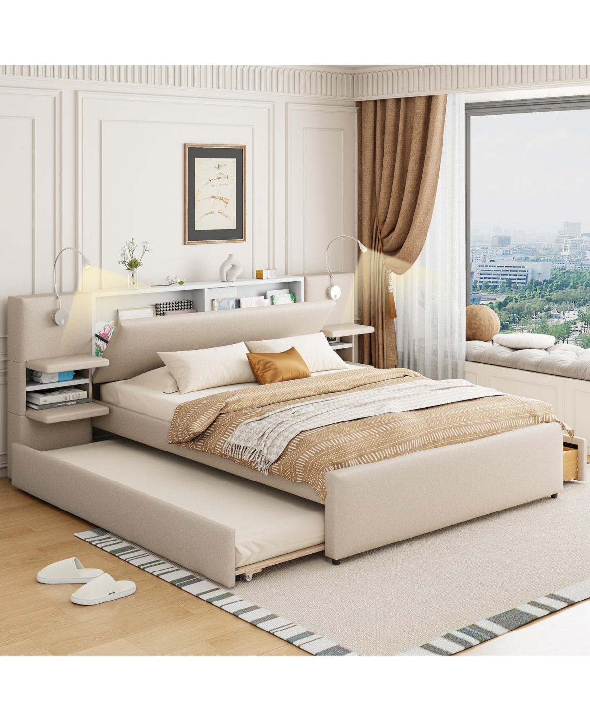 Click here for Streamdale Furniture Queen Upholstered Platform Be... prices