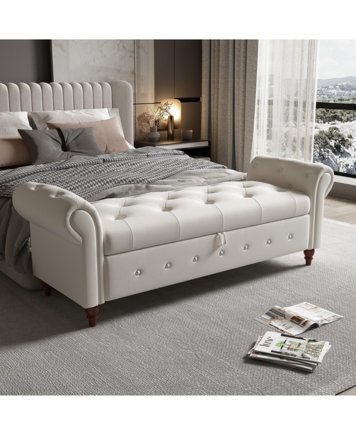 Click here for Streamdale Furniture 63" Bed Bench Beige Fabr... prices