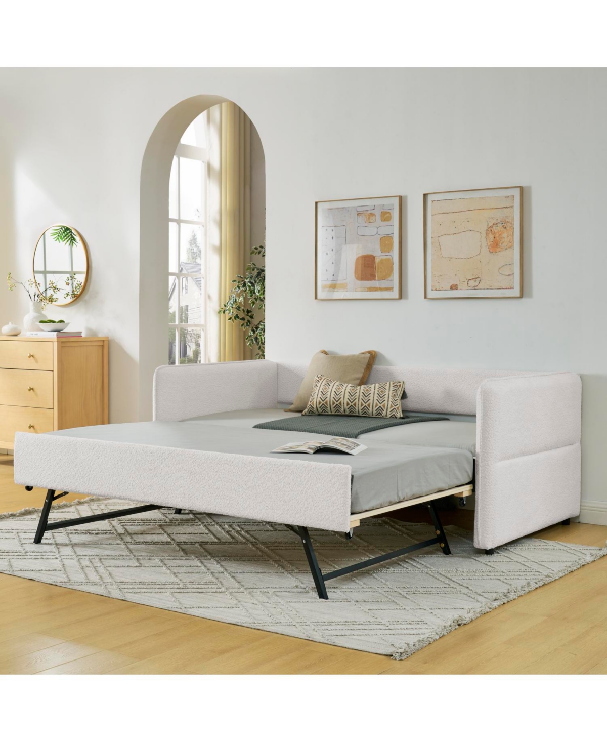 Click here for Streamdale Furniture Beige Boucle Daybed with Trun... prices