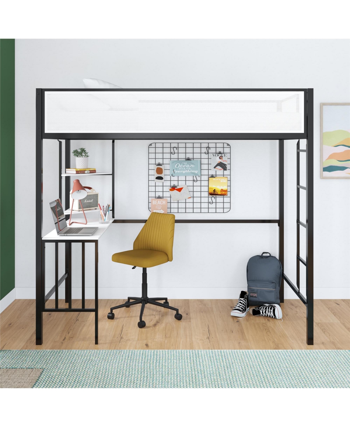 Click here for Lovmor Two Tone Metal Bunk Bed with Desk Storage L... prices