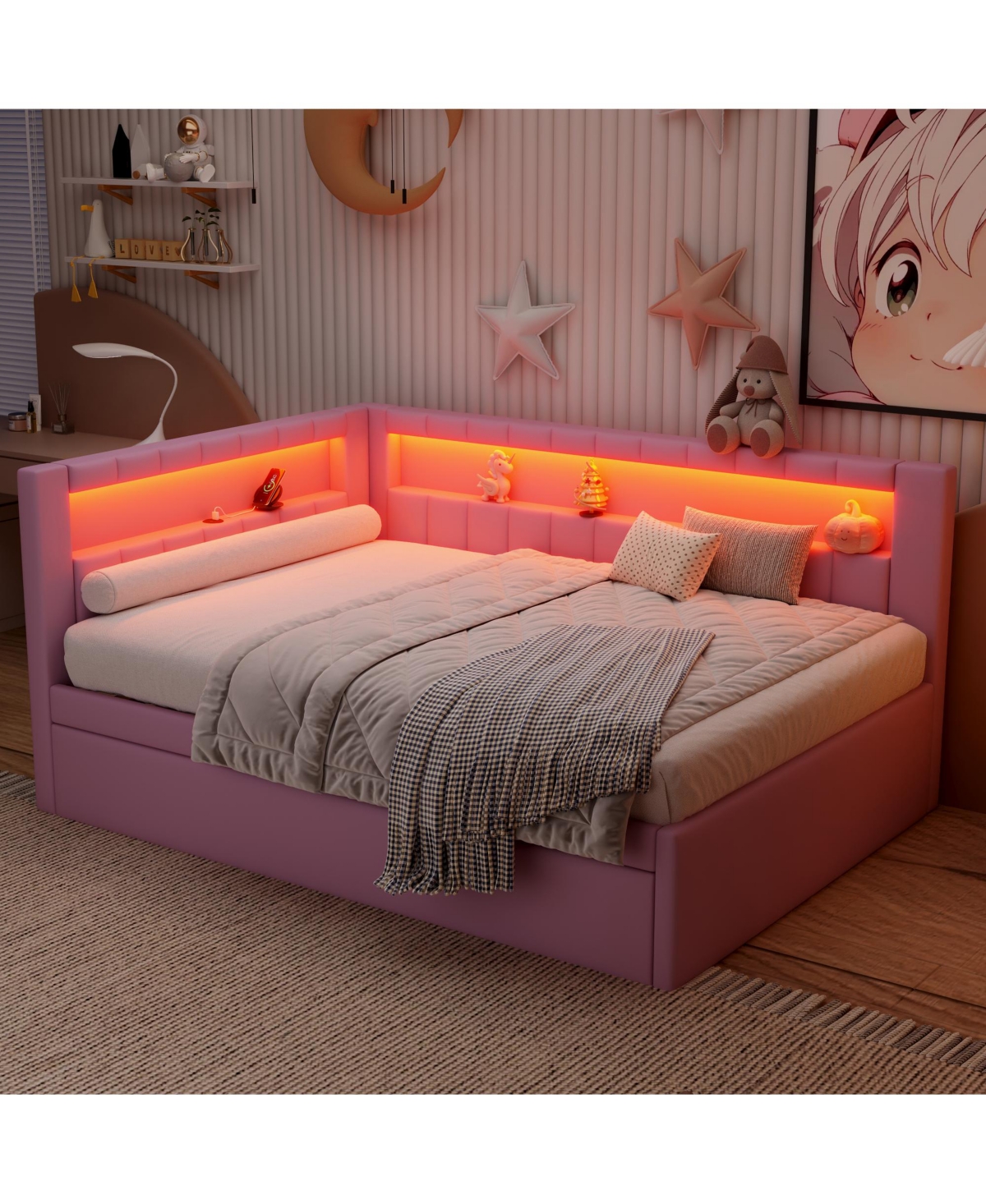 Click here for Lovmor Upholstered Full Size Platform Bed with Usb... prices