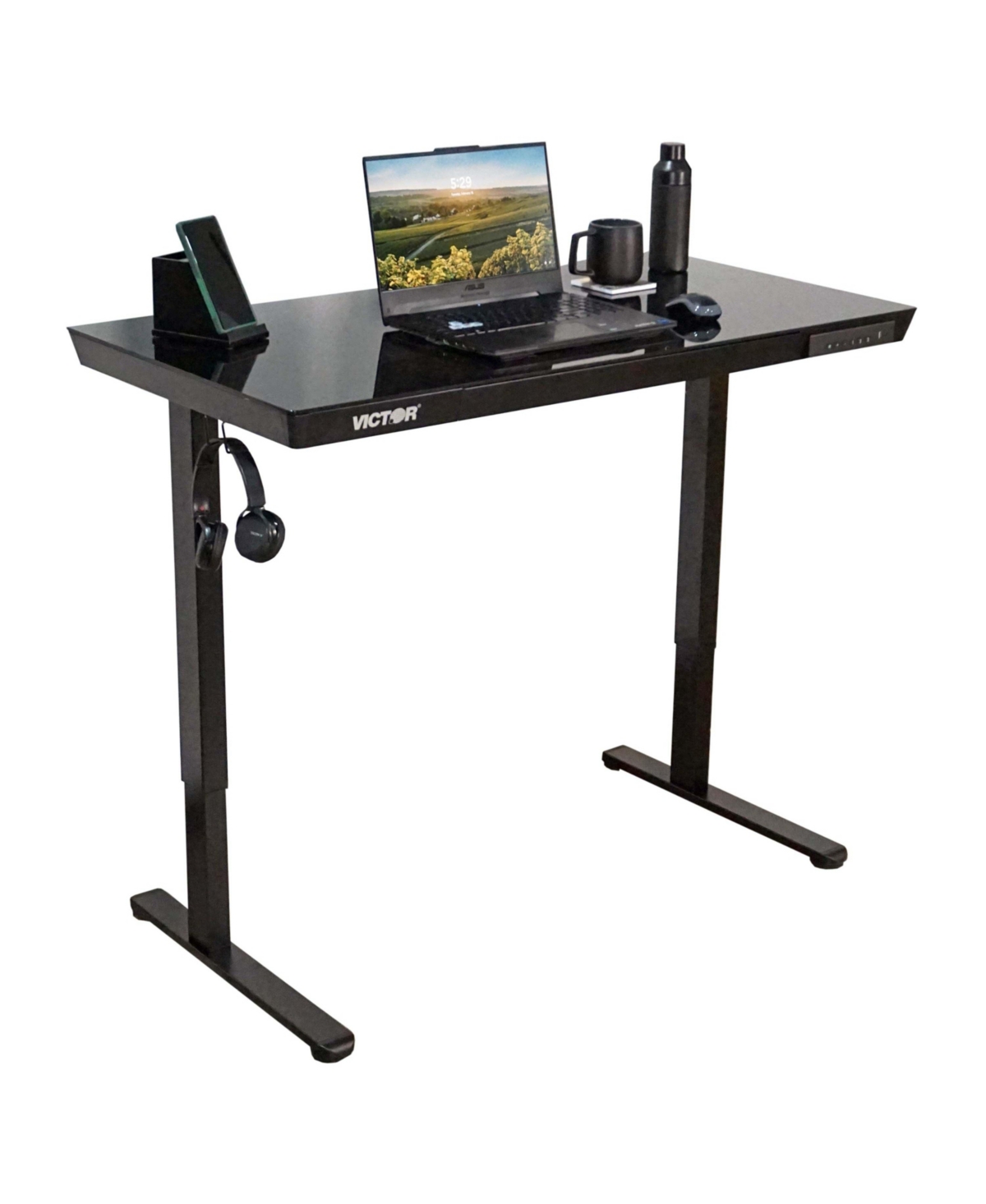 Click here for Victor Hi Rise Standing Desk with Drawer  Black Gl... prices