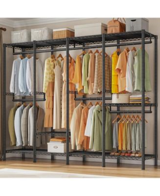 Raybee Adjustable Portable Clothes Rack with Shelves Closet Organizer ...