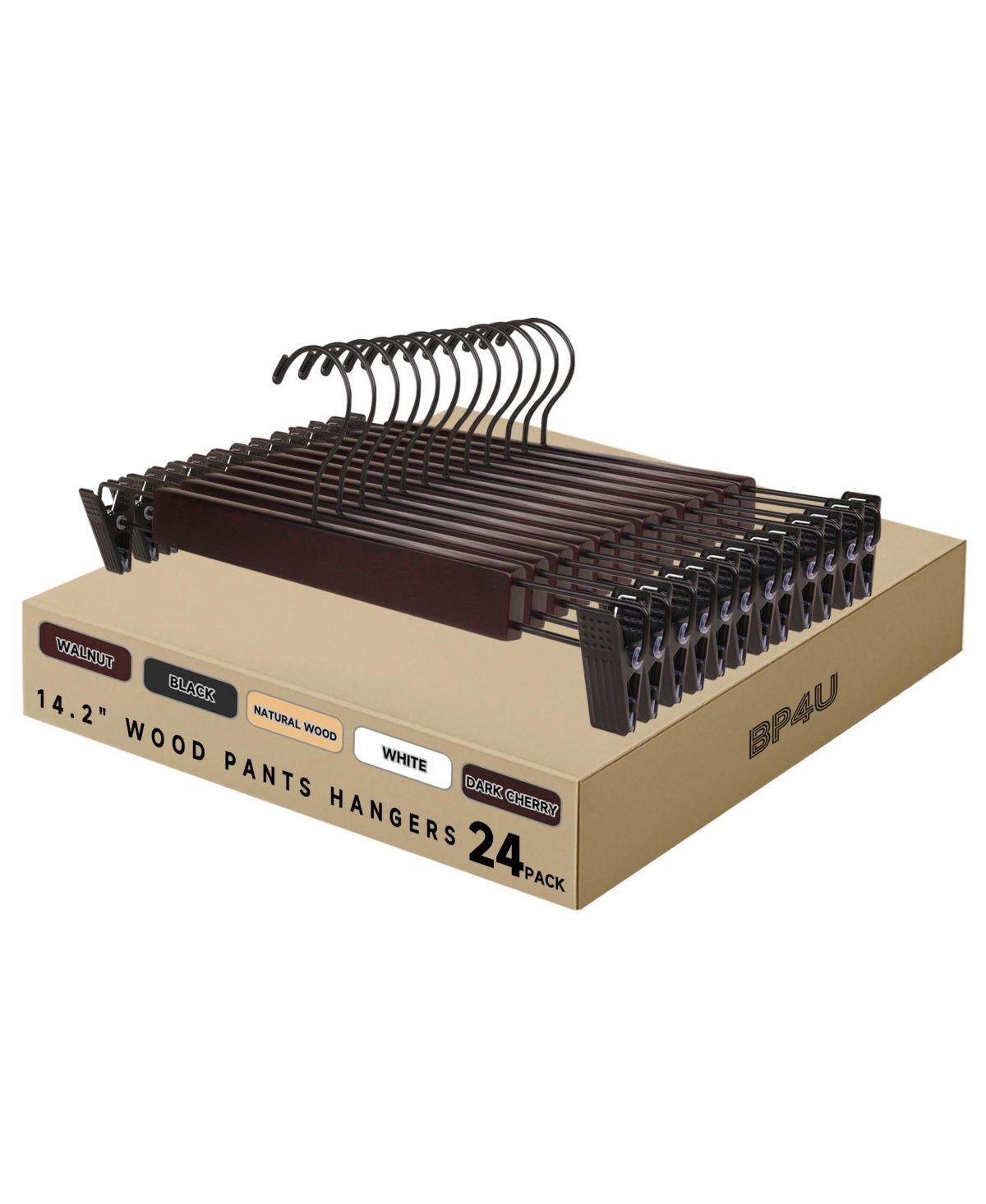 Click here for BP4U 24-Pack Premium Wooden Pants Hangers with Adj... prices