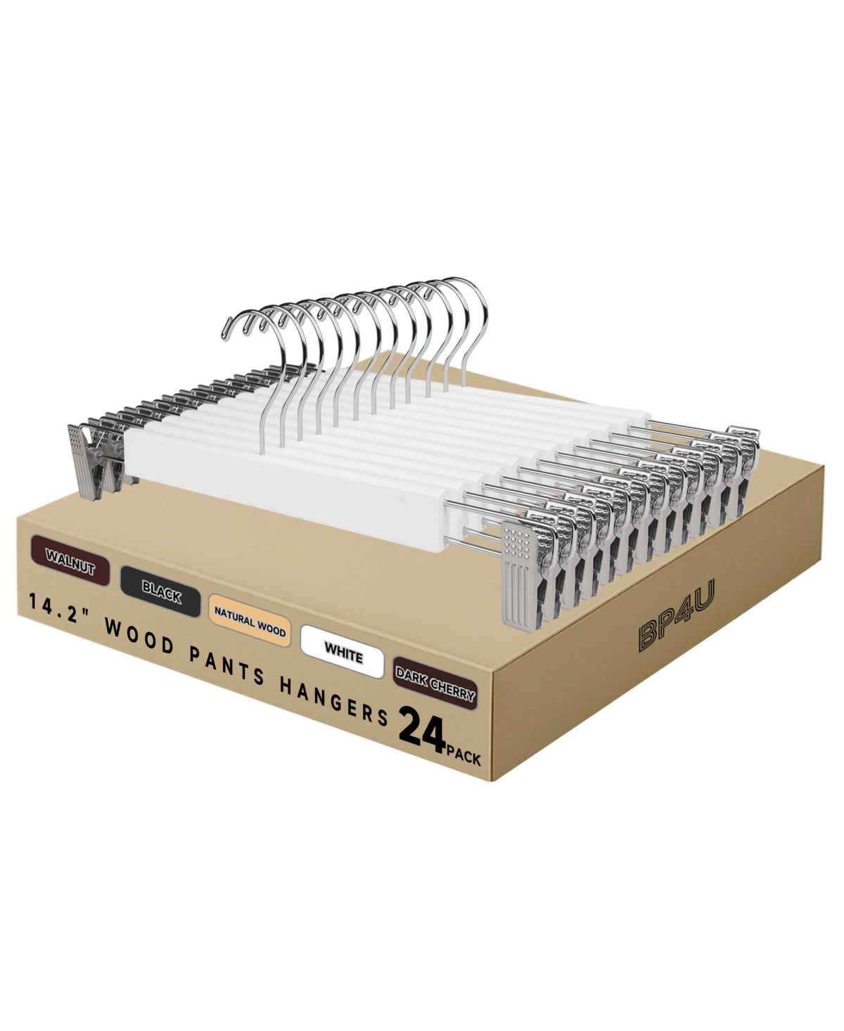 Click here for BP4U 24-Pack Premium Wooden Pants Hangers with Adj... prices