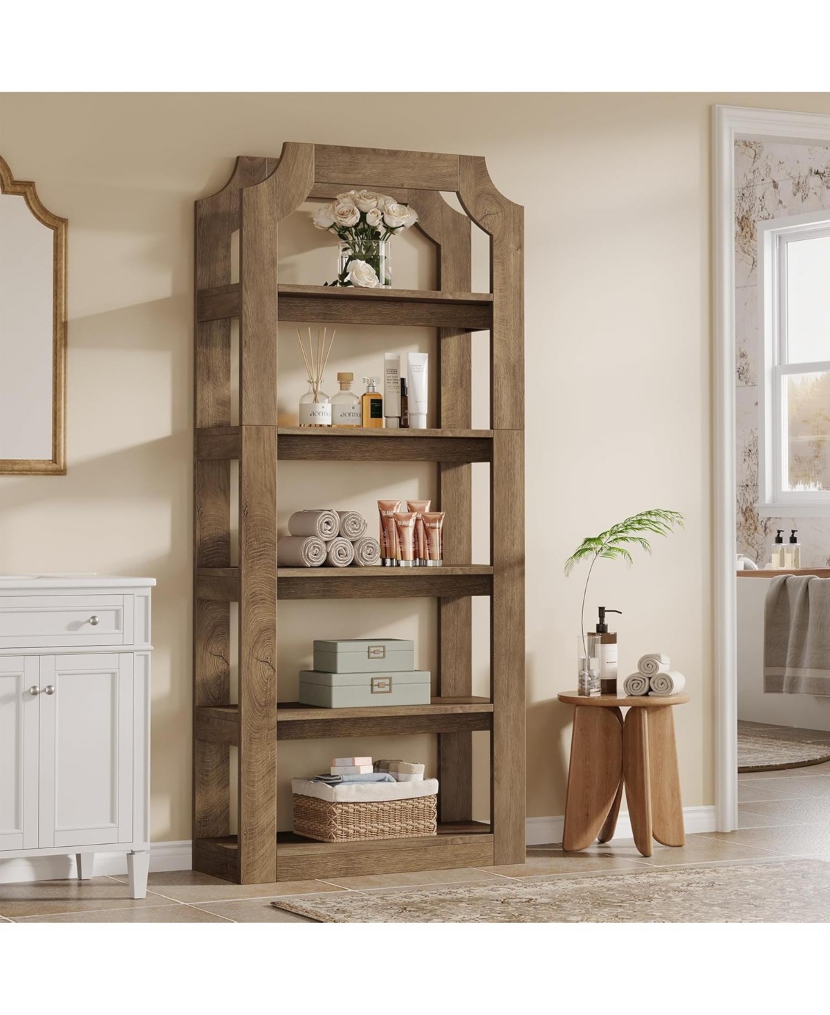 Click here for Tribesigns 70" Tall 5-Tier Wooden Bookshelf... prices