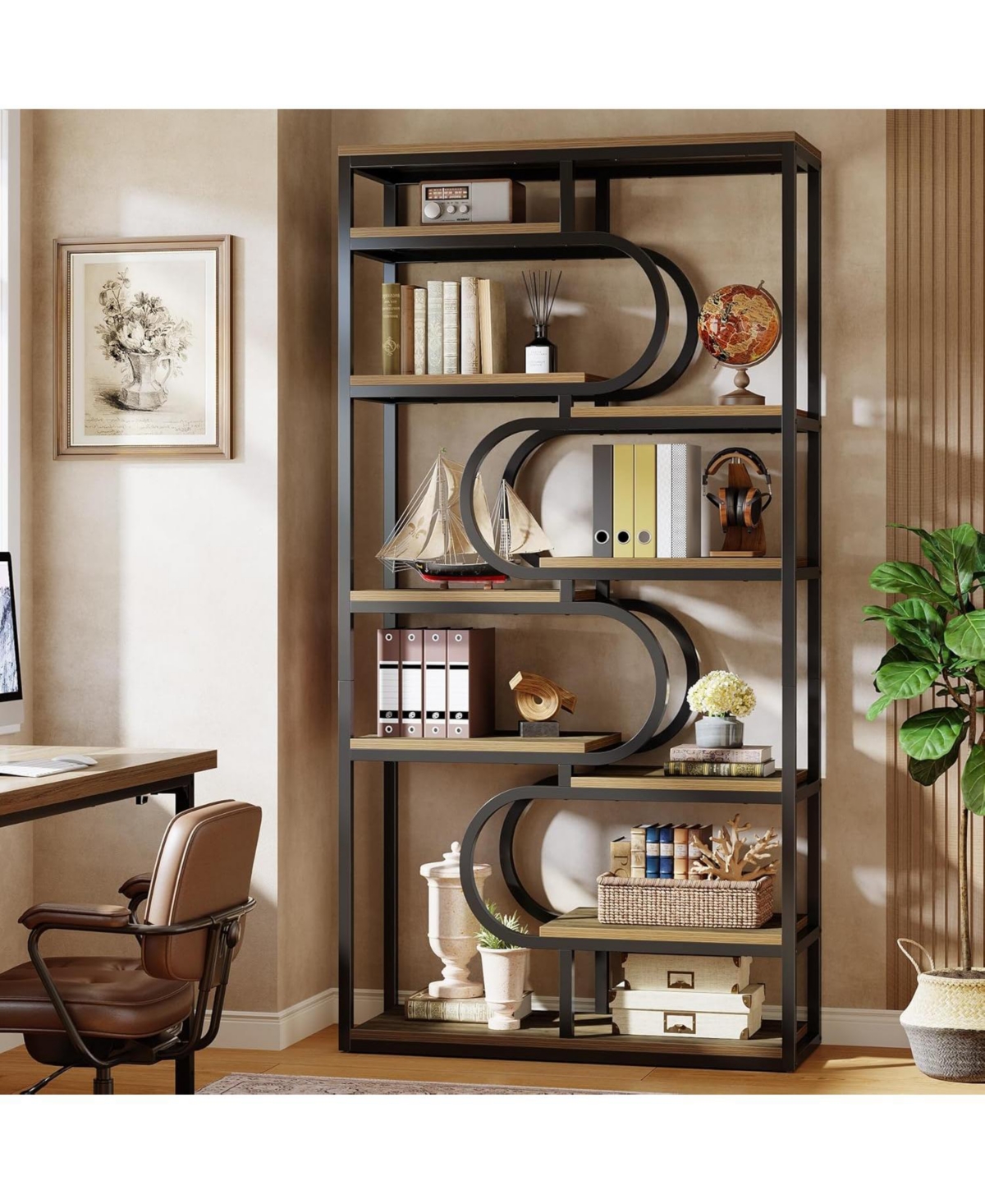 Click here for Tribesigns 5-Tier Industrial Bookshelf  71-inch Ta... prices