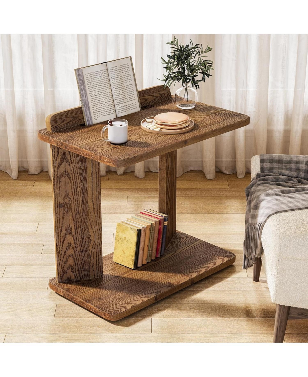 Click here for Tribesigns Solid Wood C-Shaped End Table  Farmhous... prices