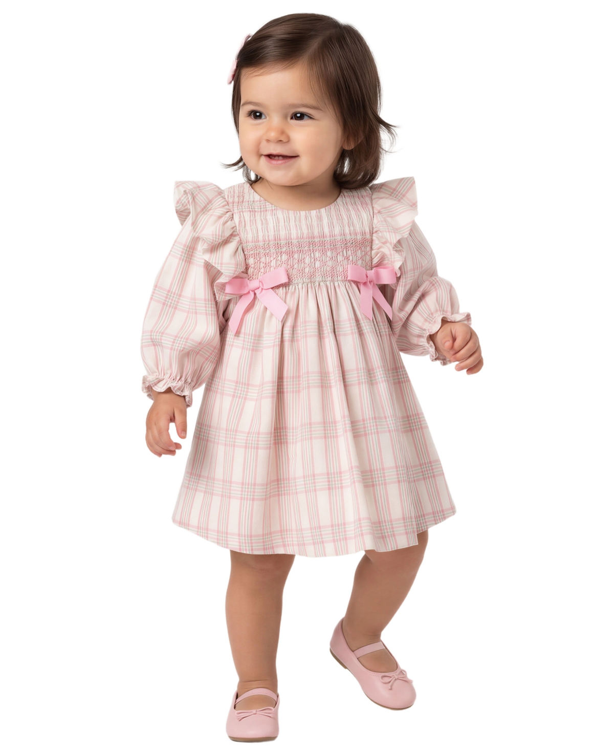 Click here for Bonnie Baby Baby Girls Pinafore Plaid Smocking Dre... prices