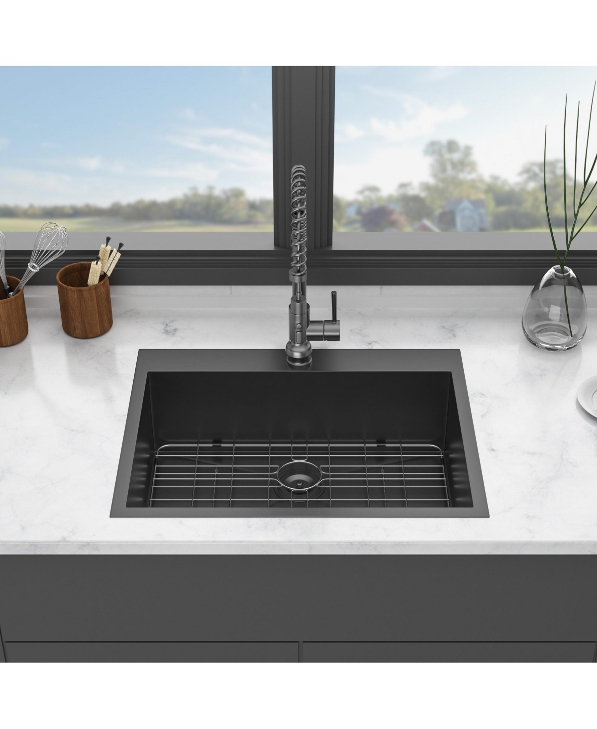 Click here for huluwat 28x22x9inch Gunmetal Black Kitchen Sink Dr... prices