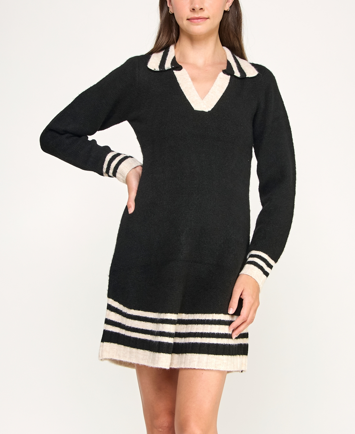 Click here for Bcx Juniors Collared Sweater Polo Dress - Black prices