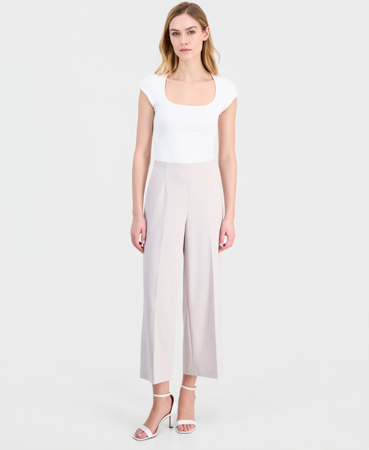 Click here for Anne Klein Womens High-Rise Cropped Wide-Leg Pants... prices