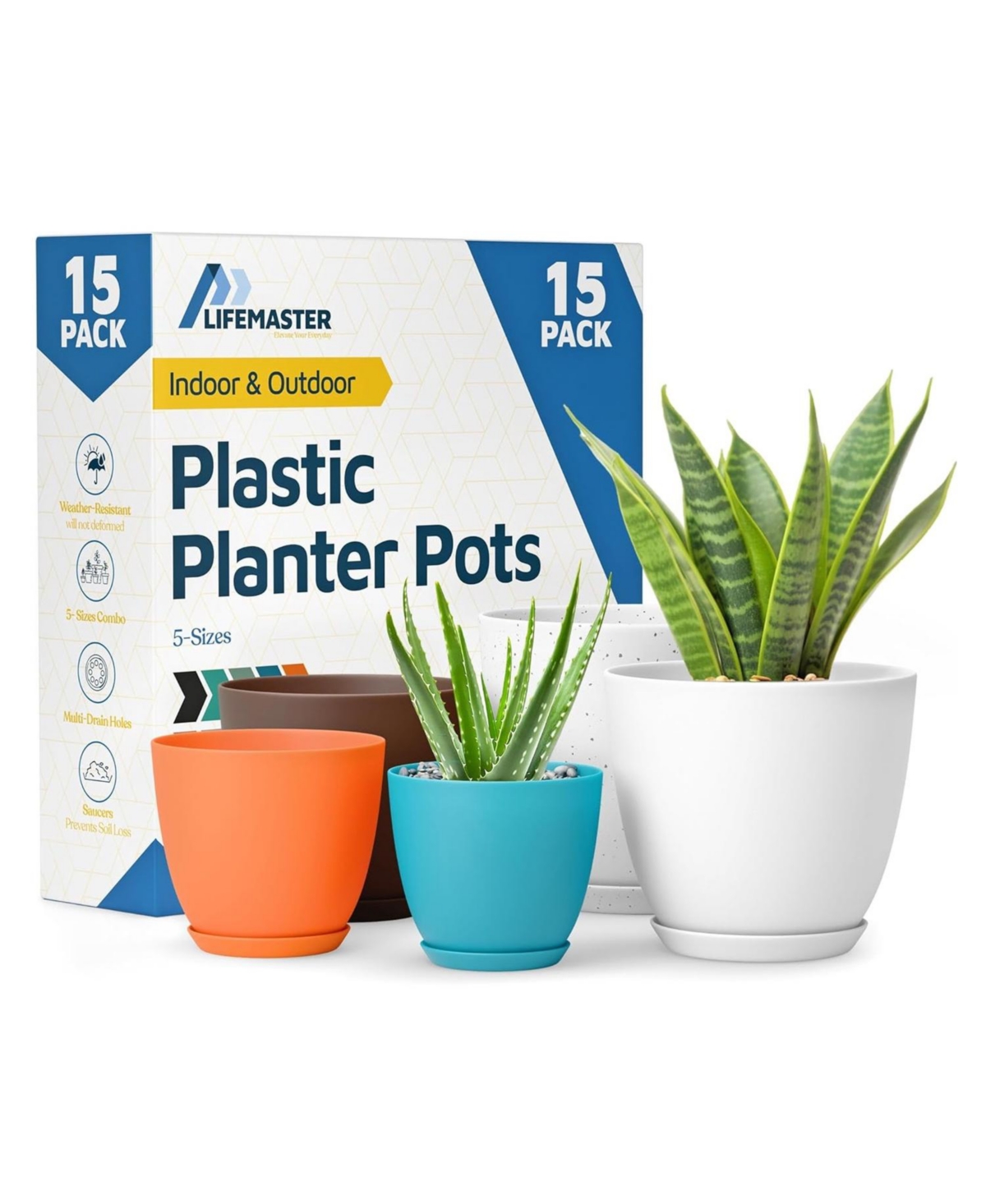 Click here for Lifemaster Multicolor Plant Pots 15 Pack with Drai... prices
