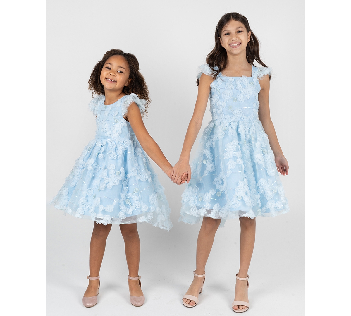 Click here for Rare Editions Girls 7-16 Blue Floral Soutache Flut... prices