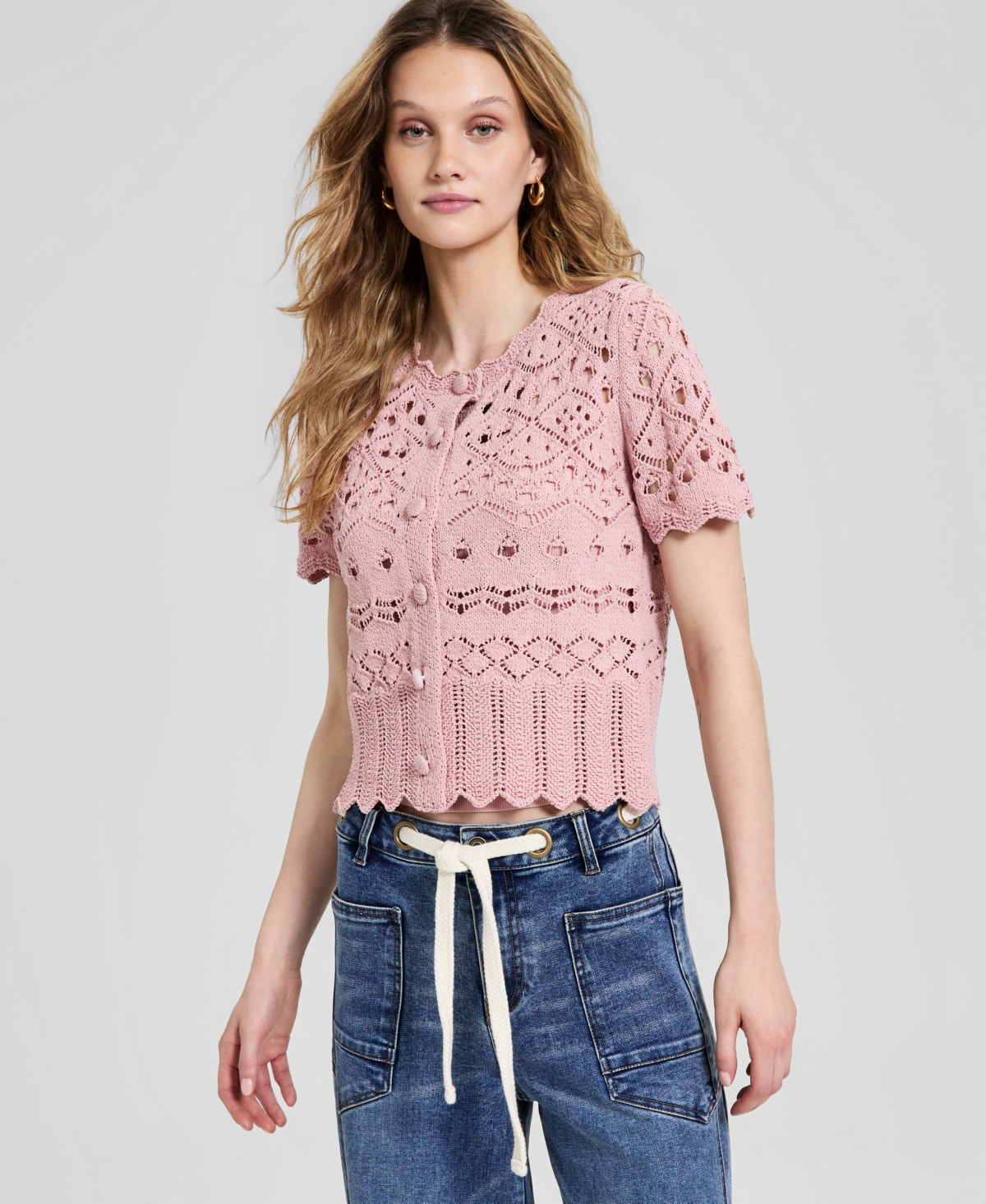 Click here for And Now This Womens Pointelle Button Front Cardiga... prices