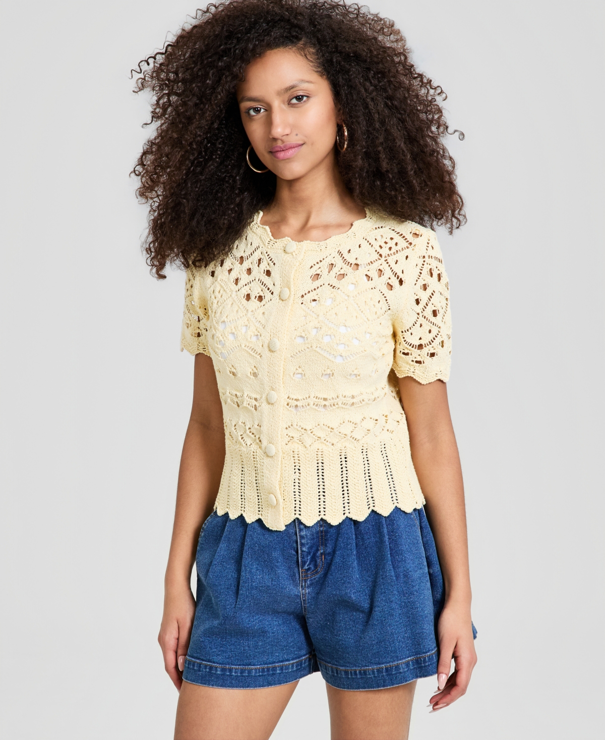 Click here for And Now This Womens Pointelle Button Front Cardiga... prices