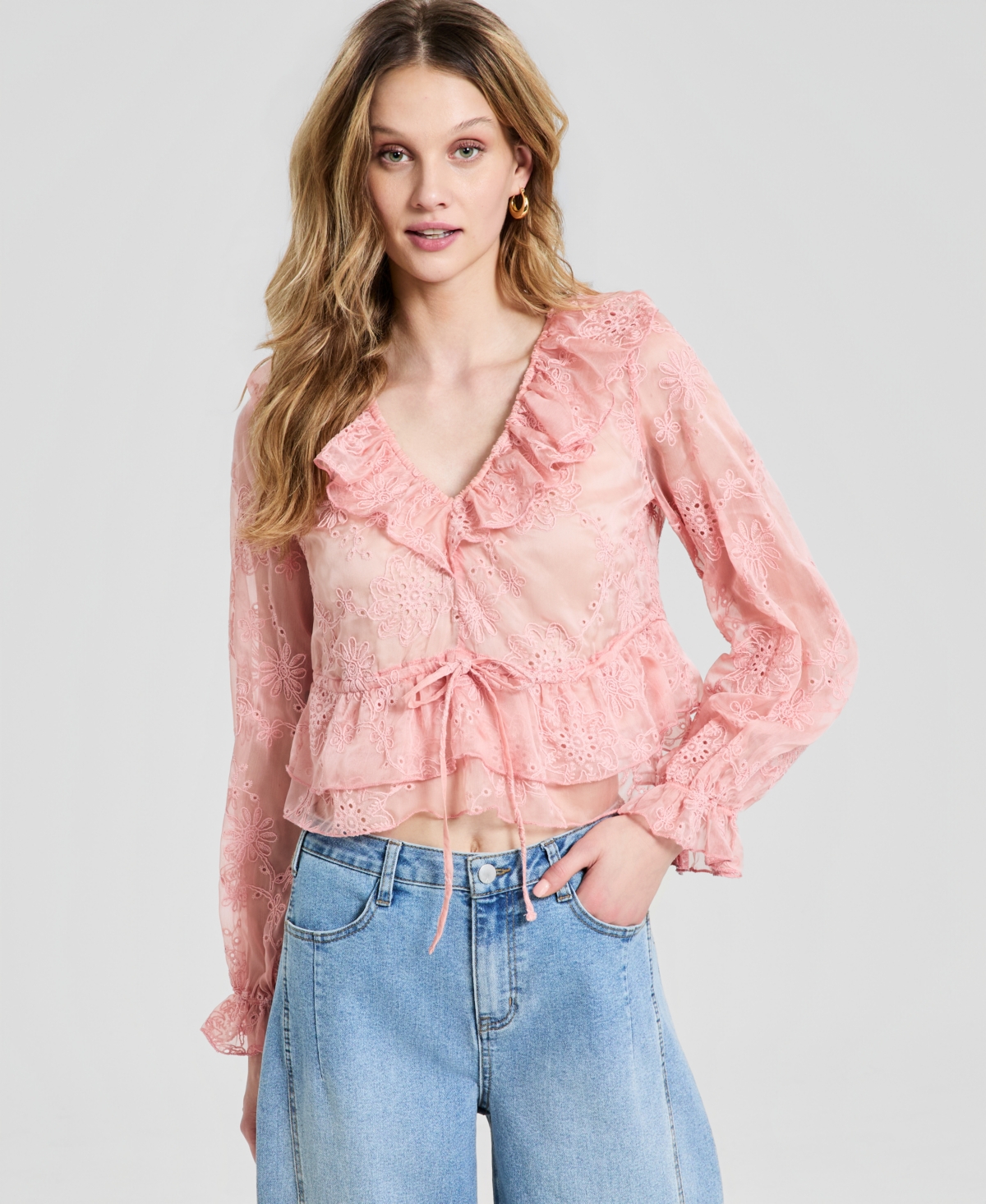Click here for And Now This Womens Embroidered Ruffled Top  Macys... prices